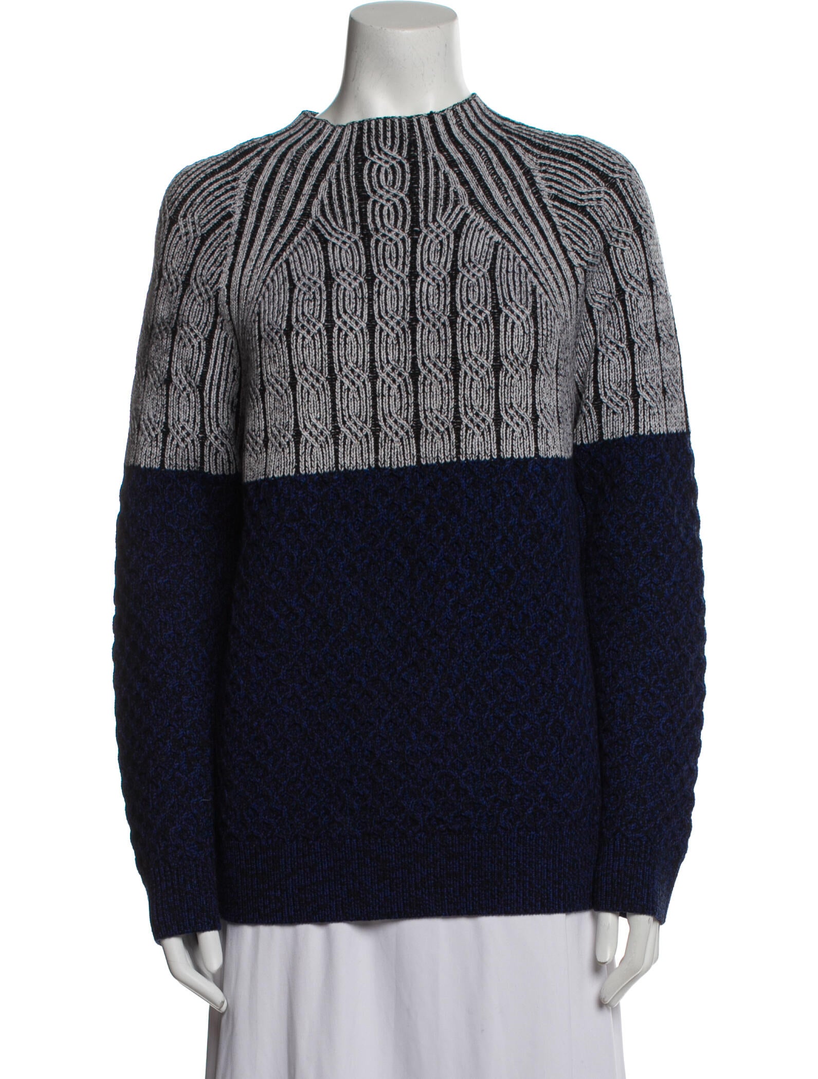 Proenza Schouler Wool Colorblock Pattern Sweater - Blue Knitwear ...