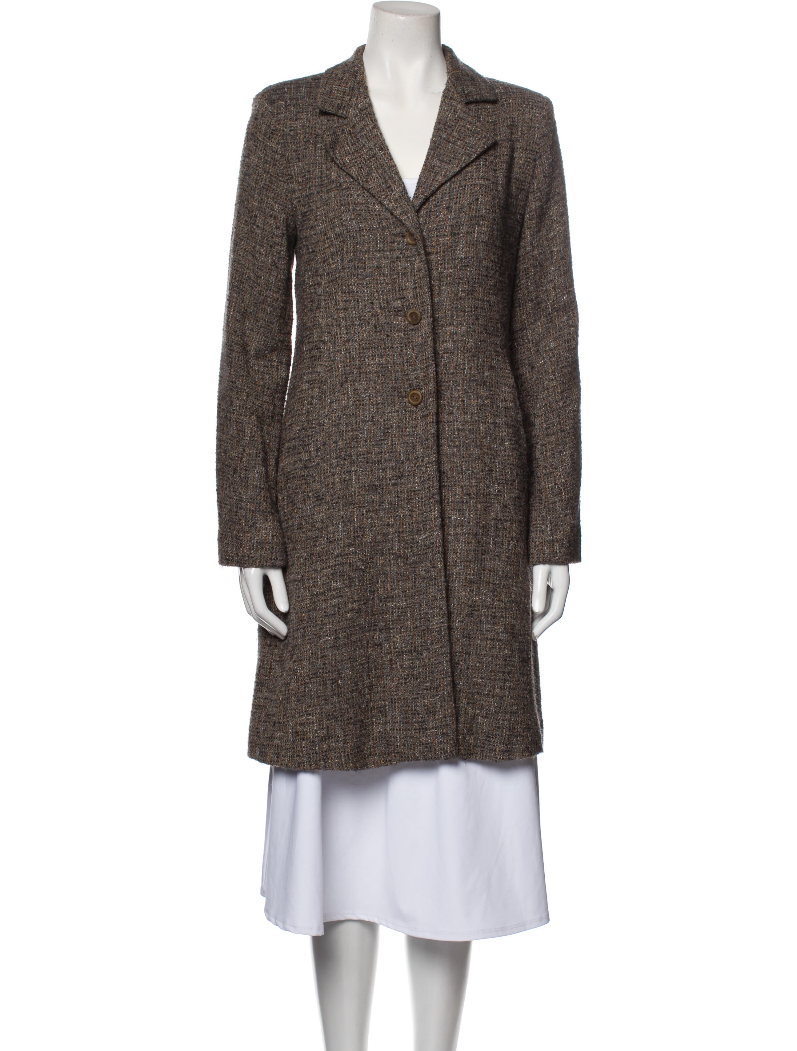 Alberta Ferretti Tweed Pattern Trench Coat - Grey Coats, Clothing ...