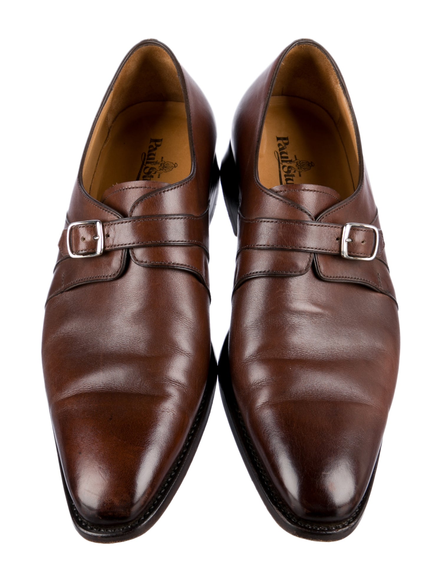 Paul Stuart Leather Monk Straps - Brown Monk Straps, Shoes - PUT25360 ...