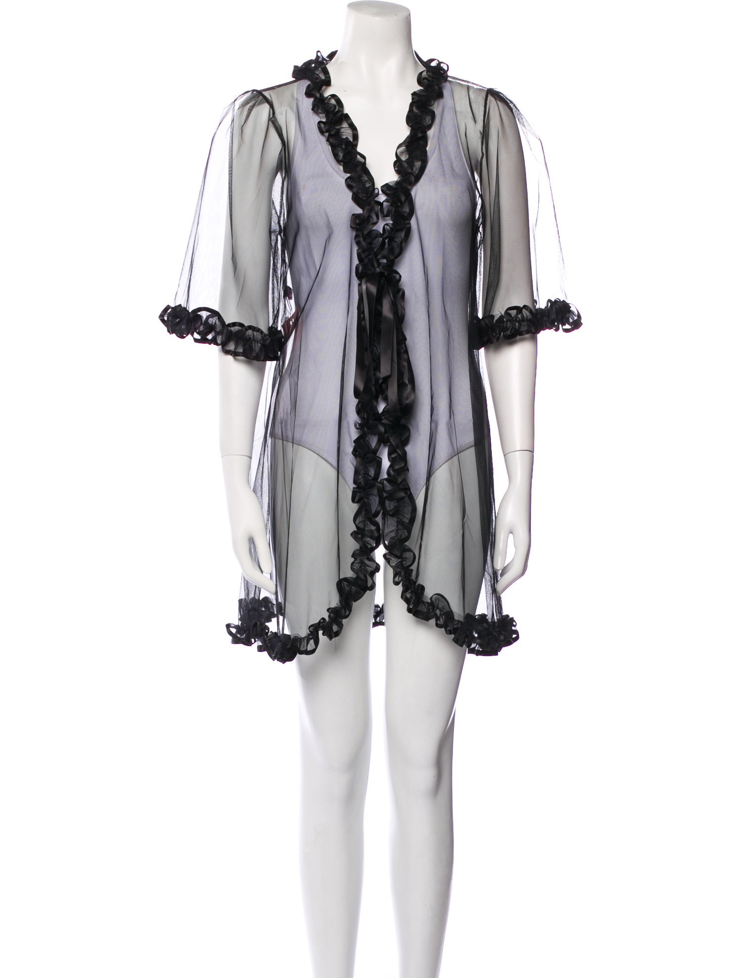 Agent Provocateur Ruffle Embellishment Robe w/ Tags - Black Loungewear ...