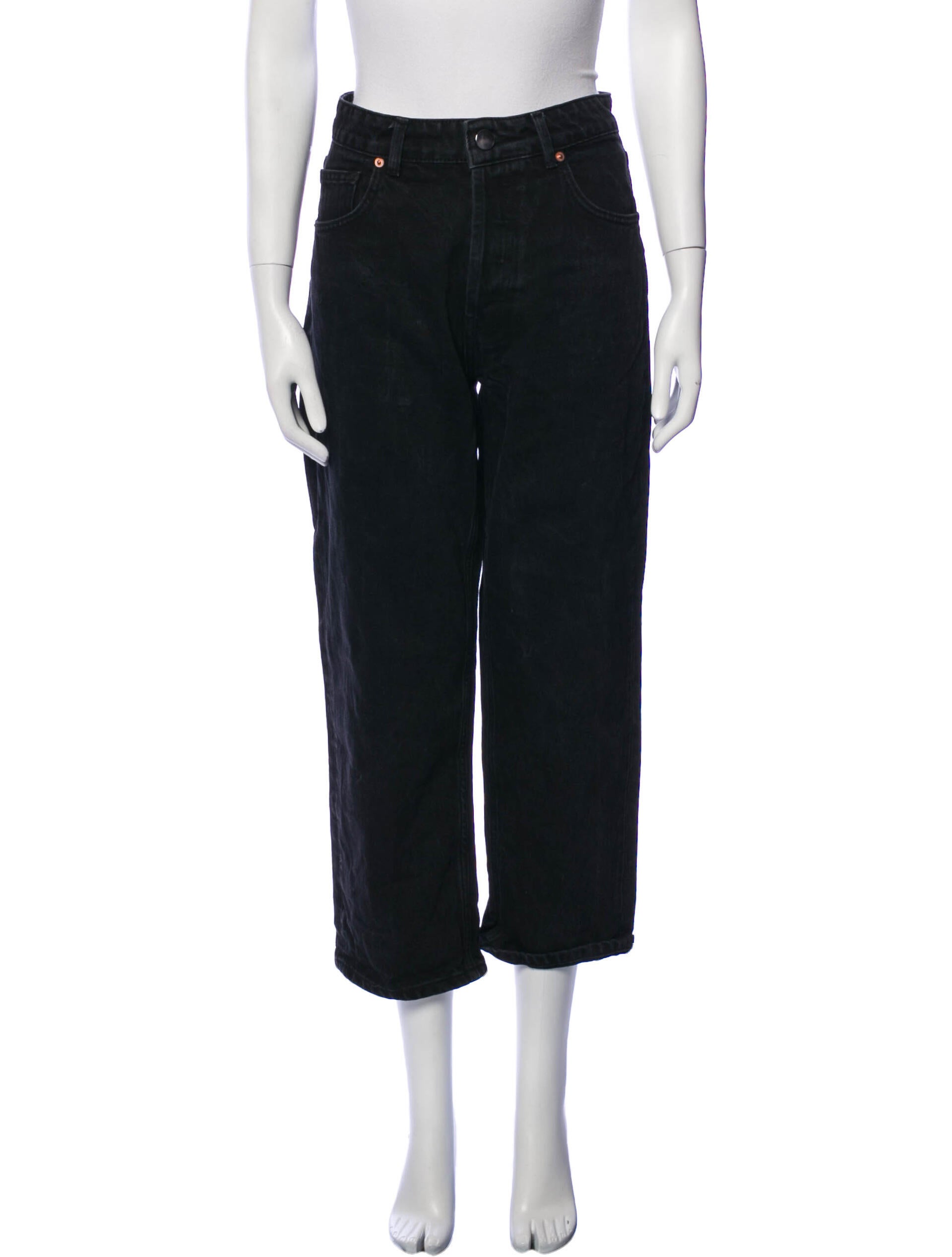 Raey Mid-Rise Straight Leg Jeans - Black, 10.25" Rise Jeans, Clothing ...