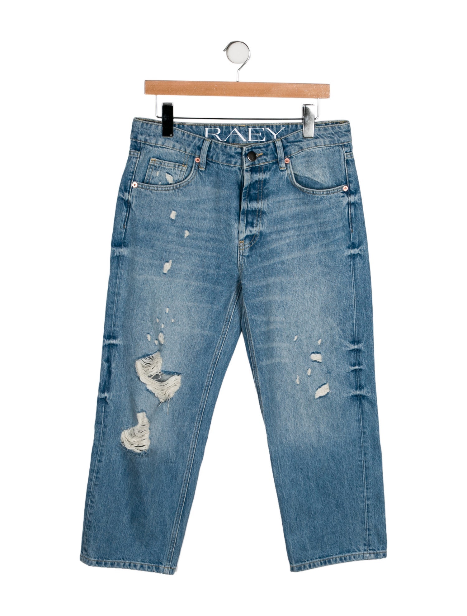 Raey Mid-Rise Straight Leg Jeans - Blue, 10.25" Rise Jeans, Clothing ...