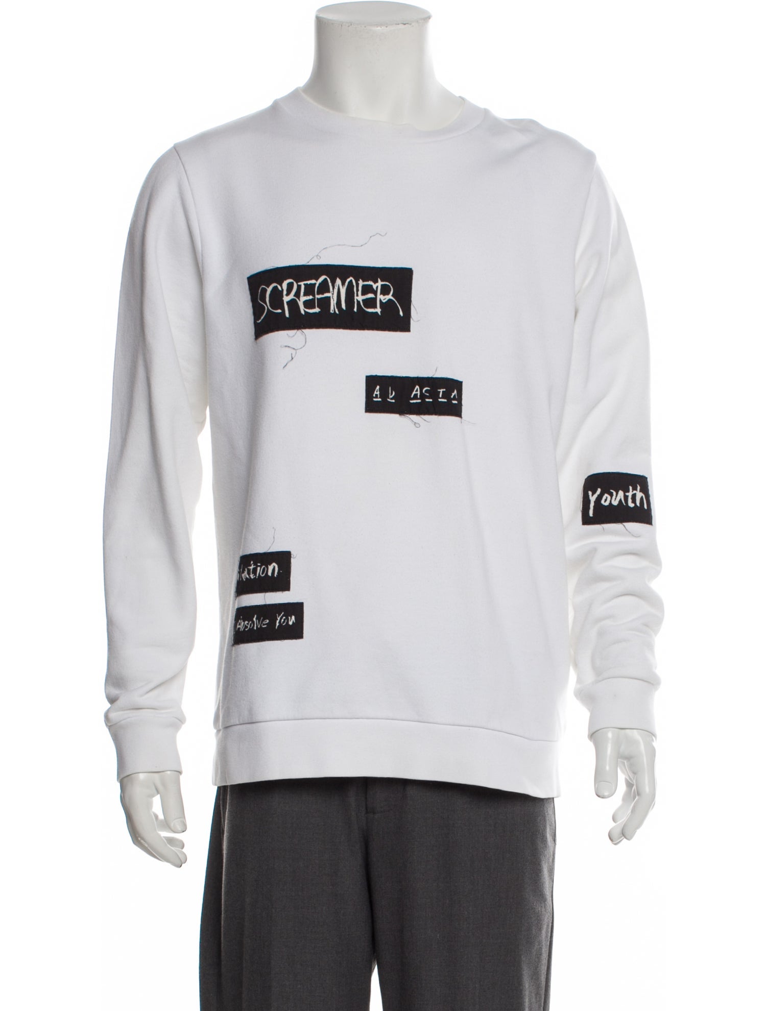 Raf Simons Graphic Print Crew Neck Pullover - White Sweaters, Clothing ...