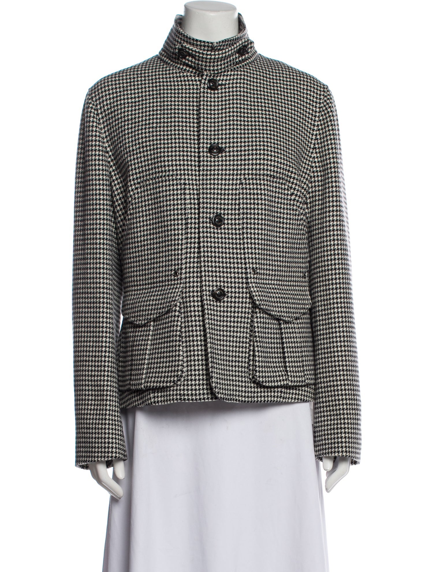 Ralph Lauren Collection Houndstooth Print Jacket - Black Jackets, Clothing - RAL54760 | The RealReal