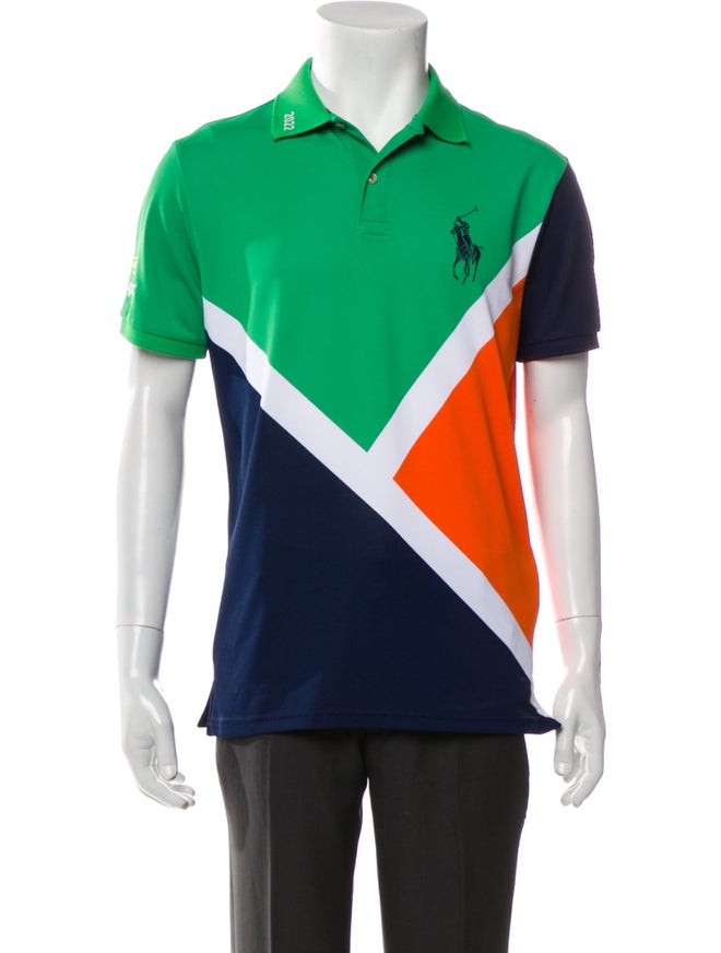 Ralph Lauren Collection Colorblock Pattern Collar Polo Shirt - Blue ...