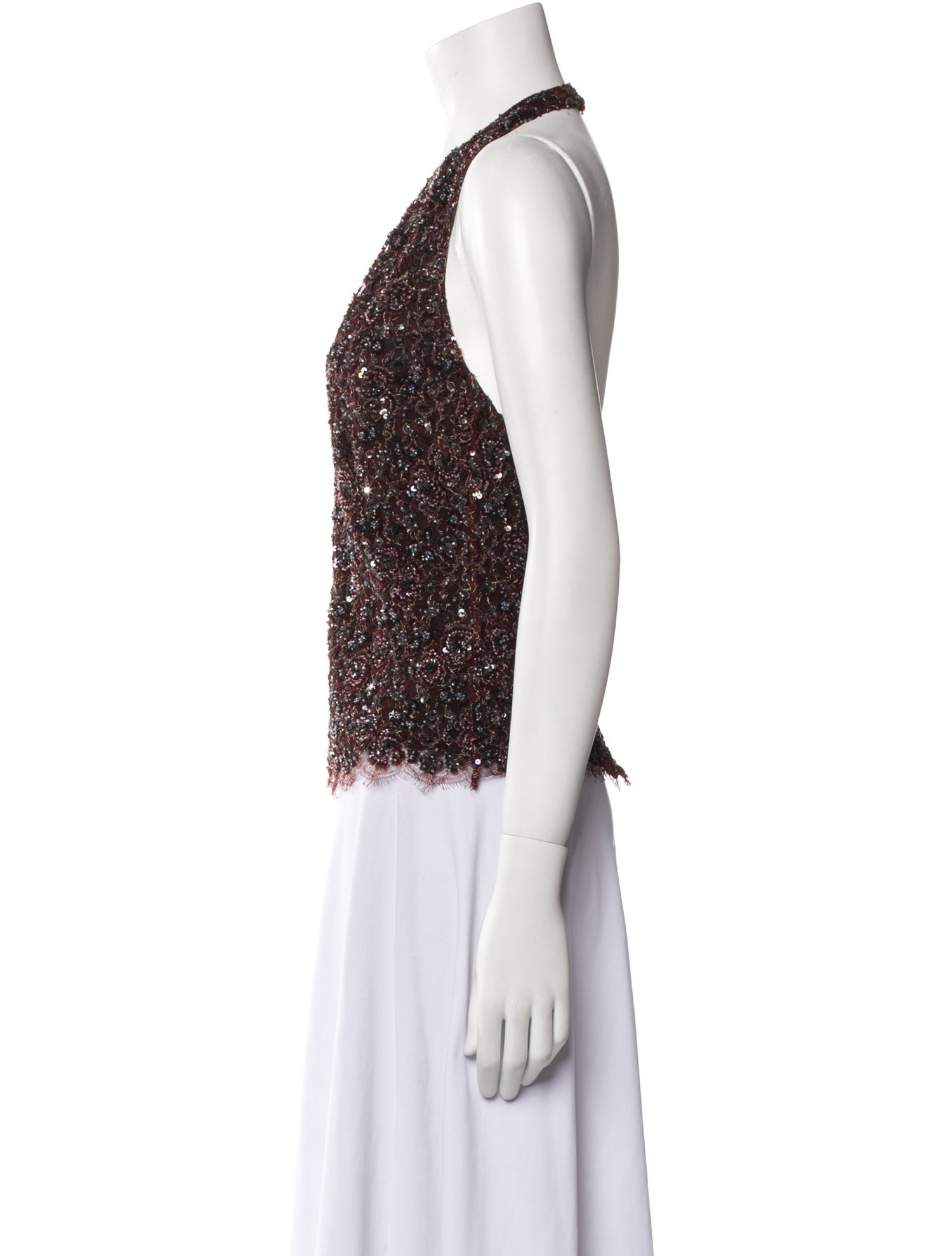 Ralph Lauren Collection Patterned Halterneck Crop Top - Brown Tops ...