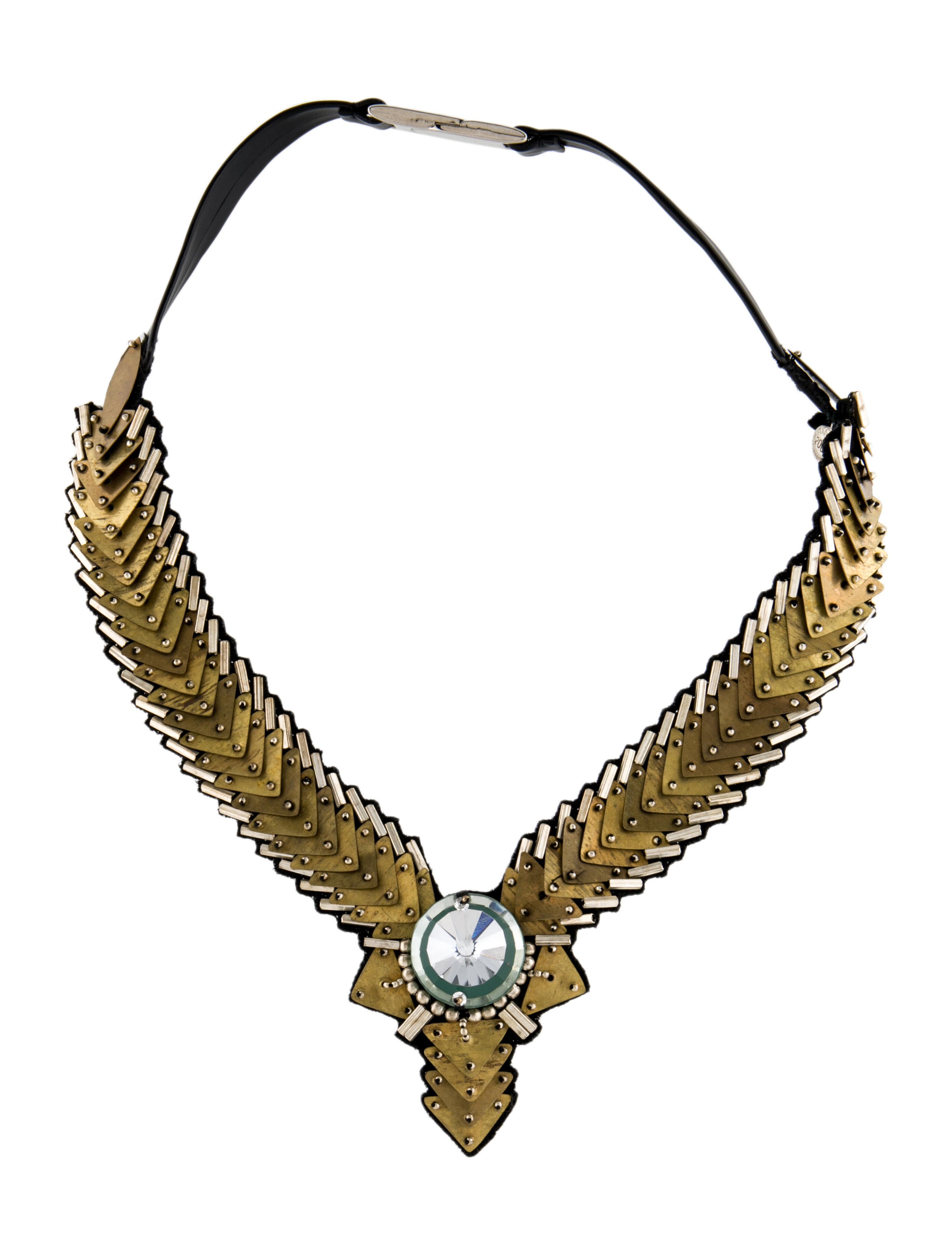 Ranjana Khan Crystal Collar Necklace - Black, Gold-Tone Metal Collar ...