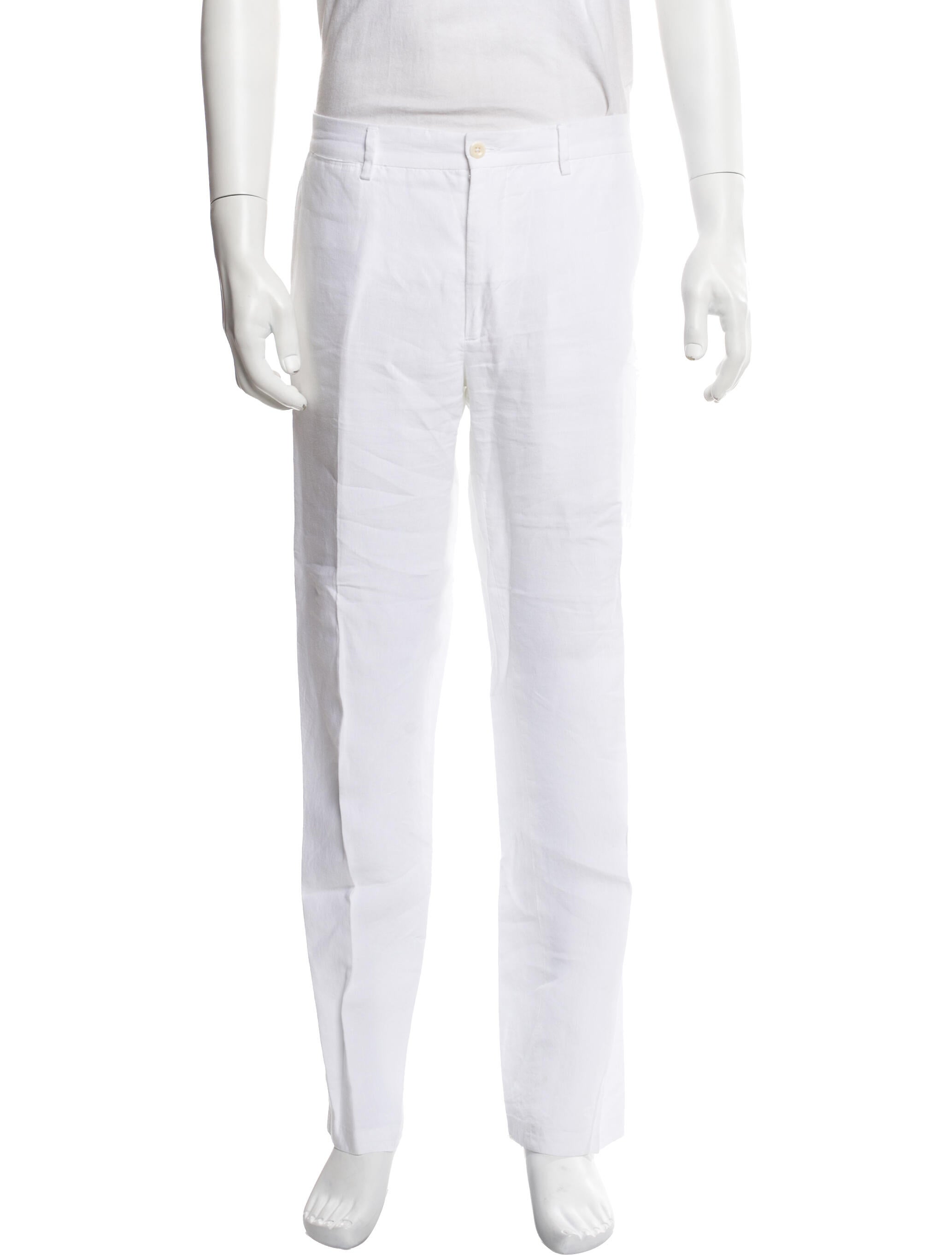 Rubinacci Linen Joggers - White, 20" Rise Pants, Clothing - RBN20377 ...