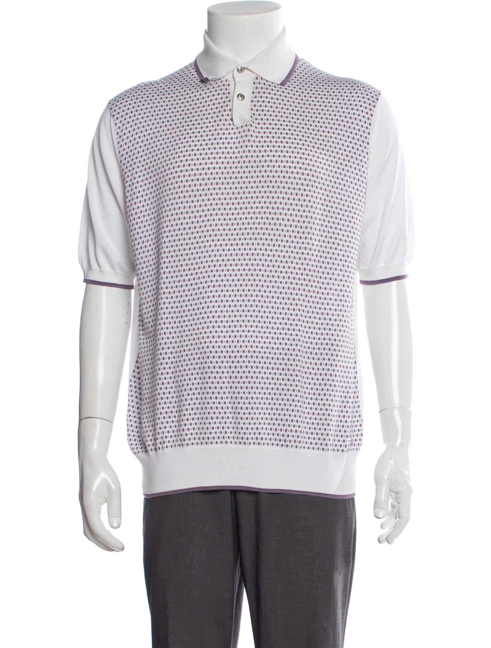Stefano Ricci Printed Collar Polo Shirt - White Polos, Clothing ...