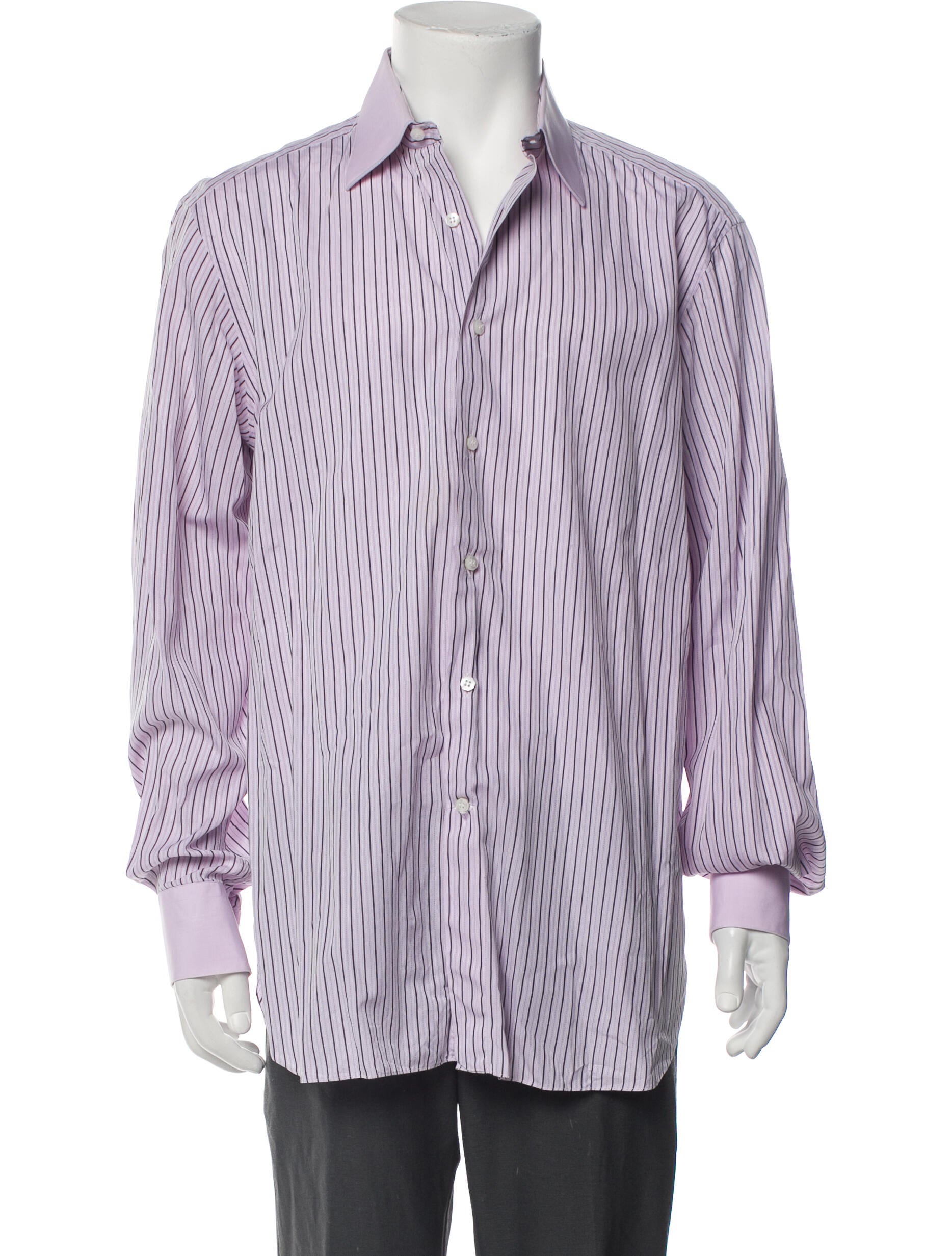 Stefano Ricci Striped Long Sleeve Dress Shirt - Pink Dress Shirts ...