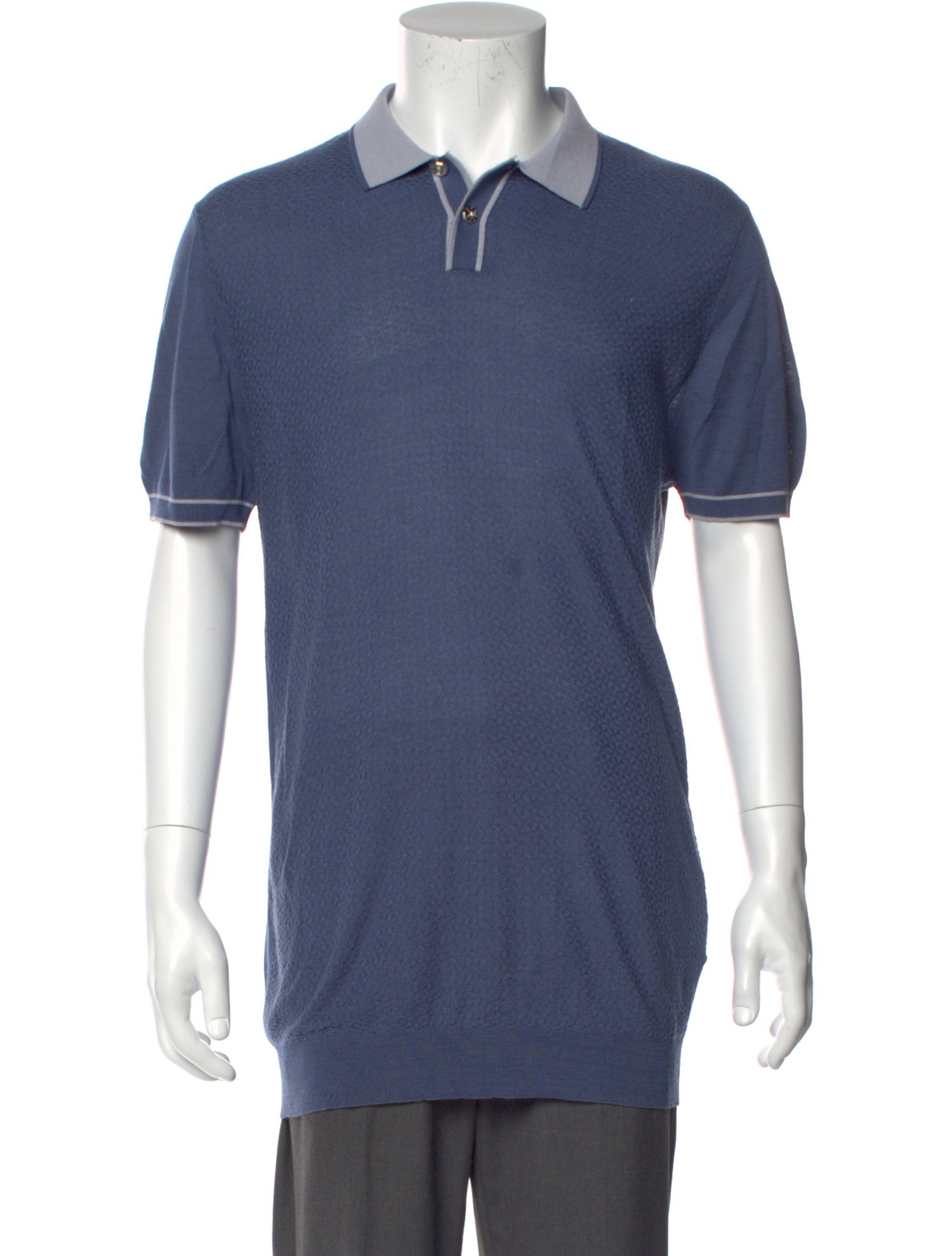 Stefano Ricci Collar Short Sleeve Polo Shirt - Blue Polos, Clothing ...