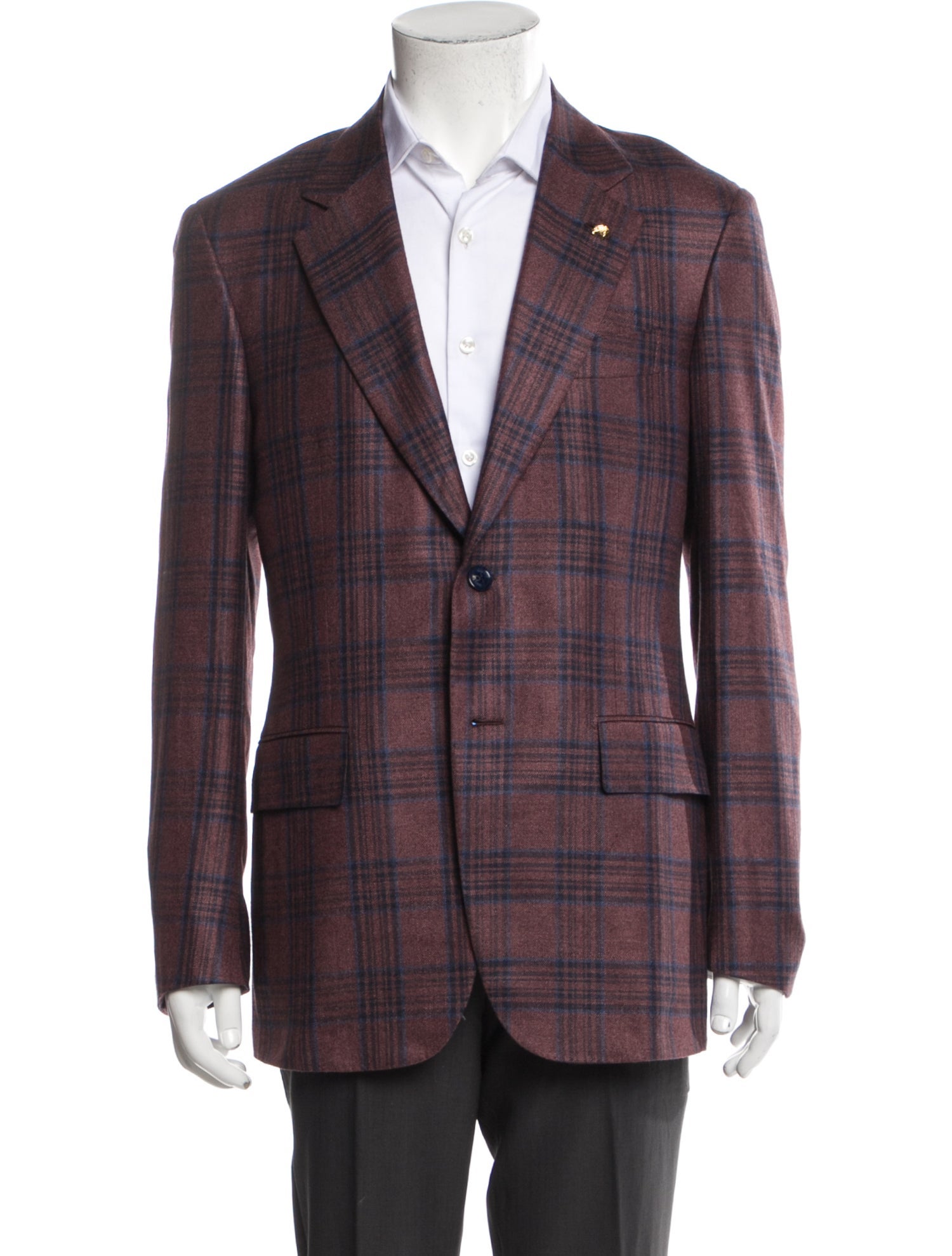 Stefano Ricci Silk Plaid Print Blazer - Red Suiting, Clothing ...
