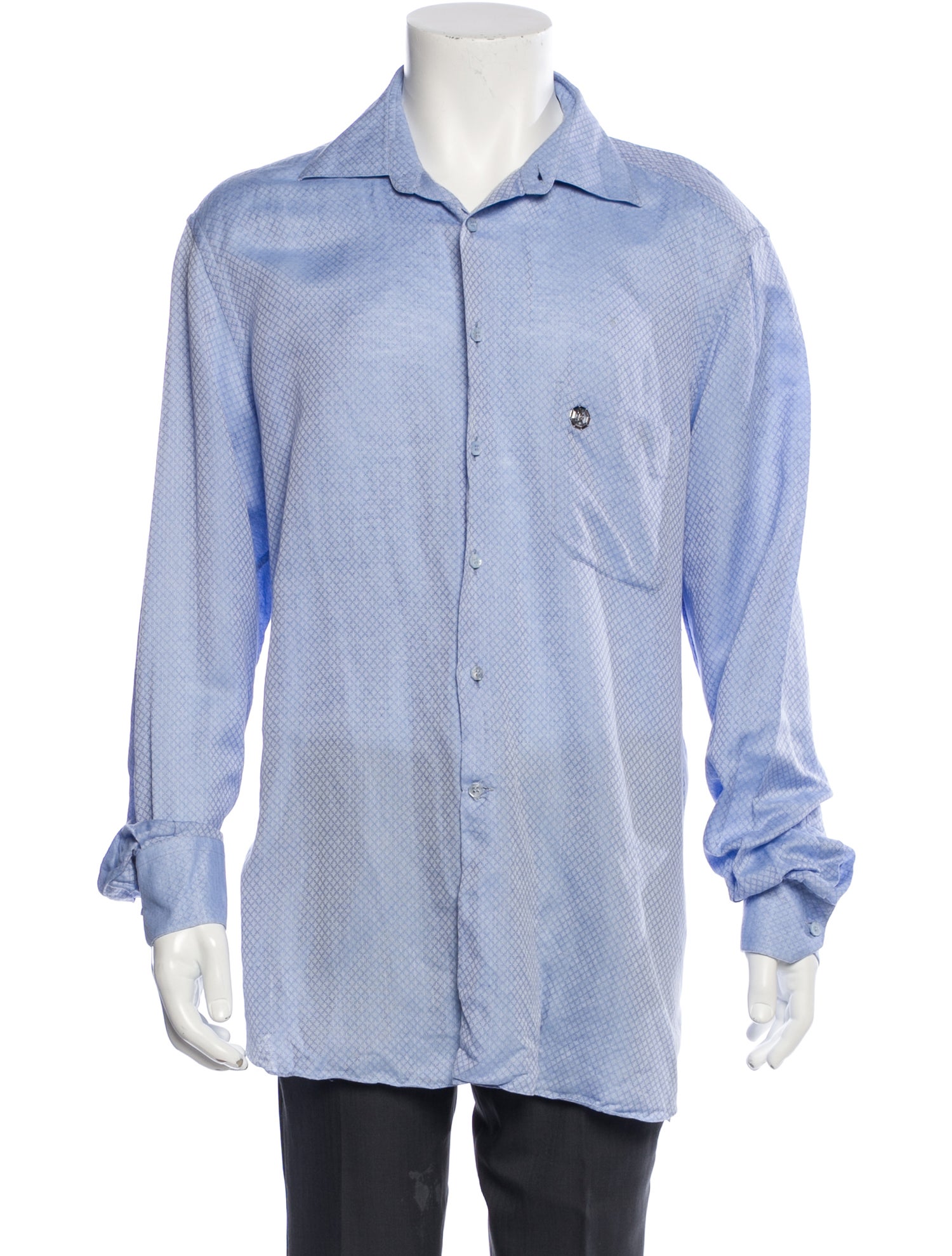 Stefano Ricci Plaid Print Long Sleeve Dress Shirt - Blue Casual Shirts ...