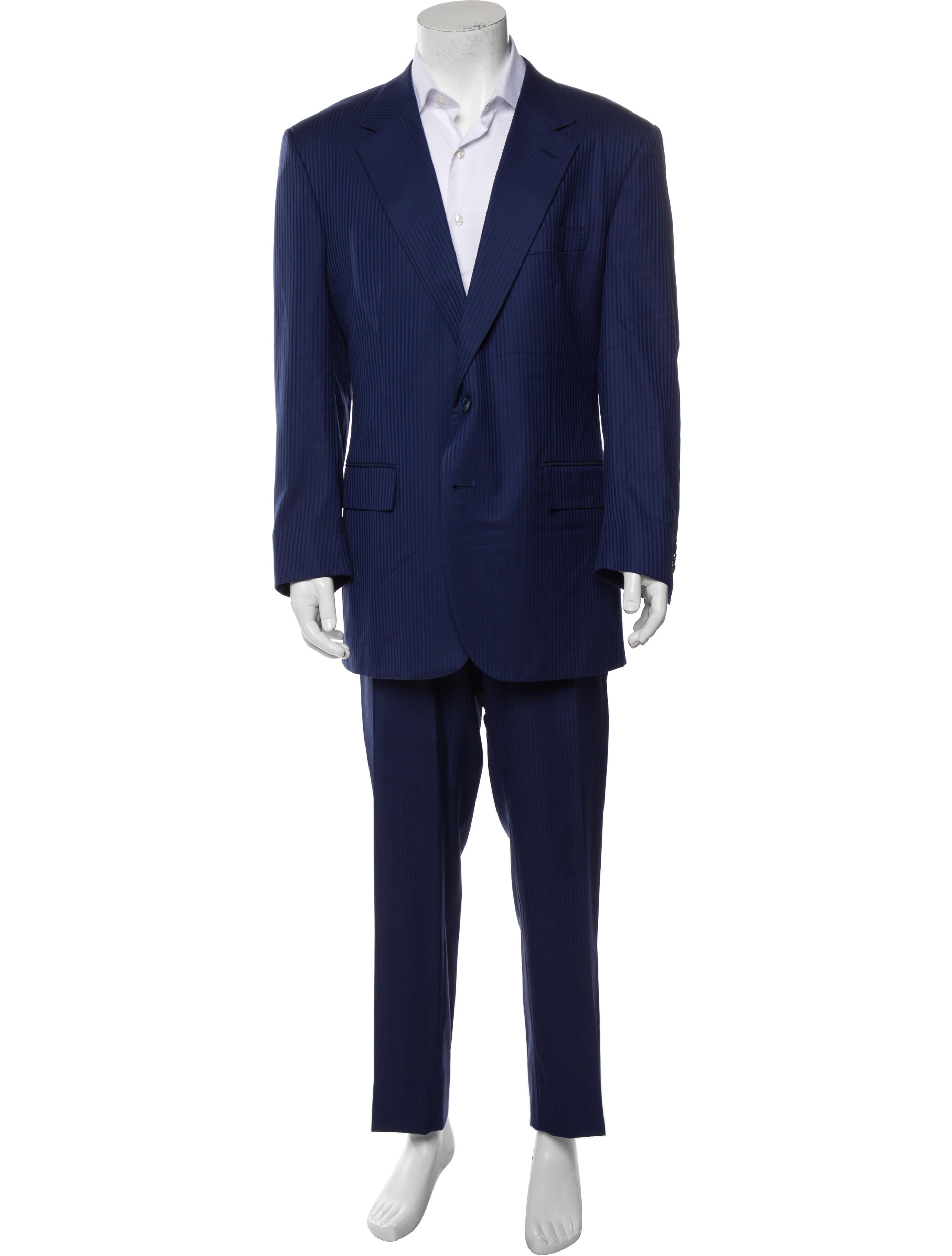 Stefano Ricci Striped Two-Piece Suit - Blue, 10.75" Rise Suiting ...