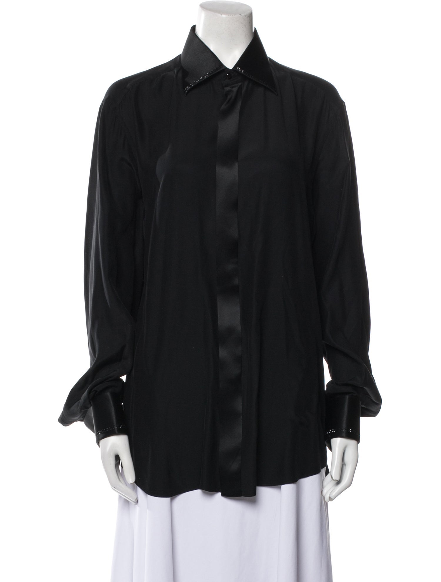 Stefano Ricci Silk Long Sleeve Dress Shirt - Black Dress Shirts ...