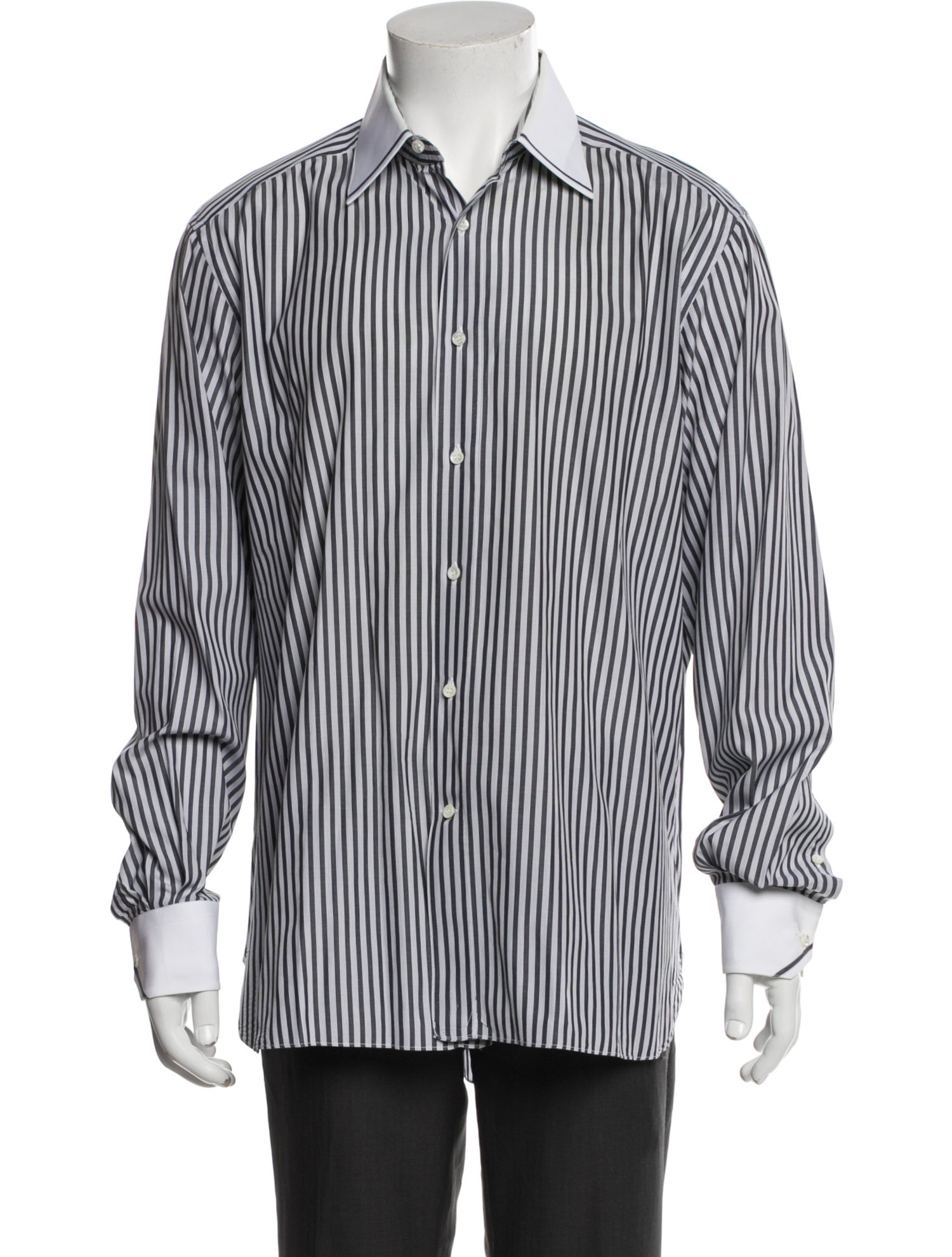 Stefano Ricci Striped Long Sleeve Dress Shirt - Blue Dress Shirts ...