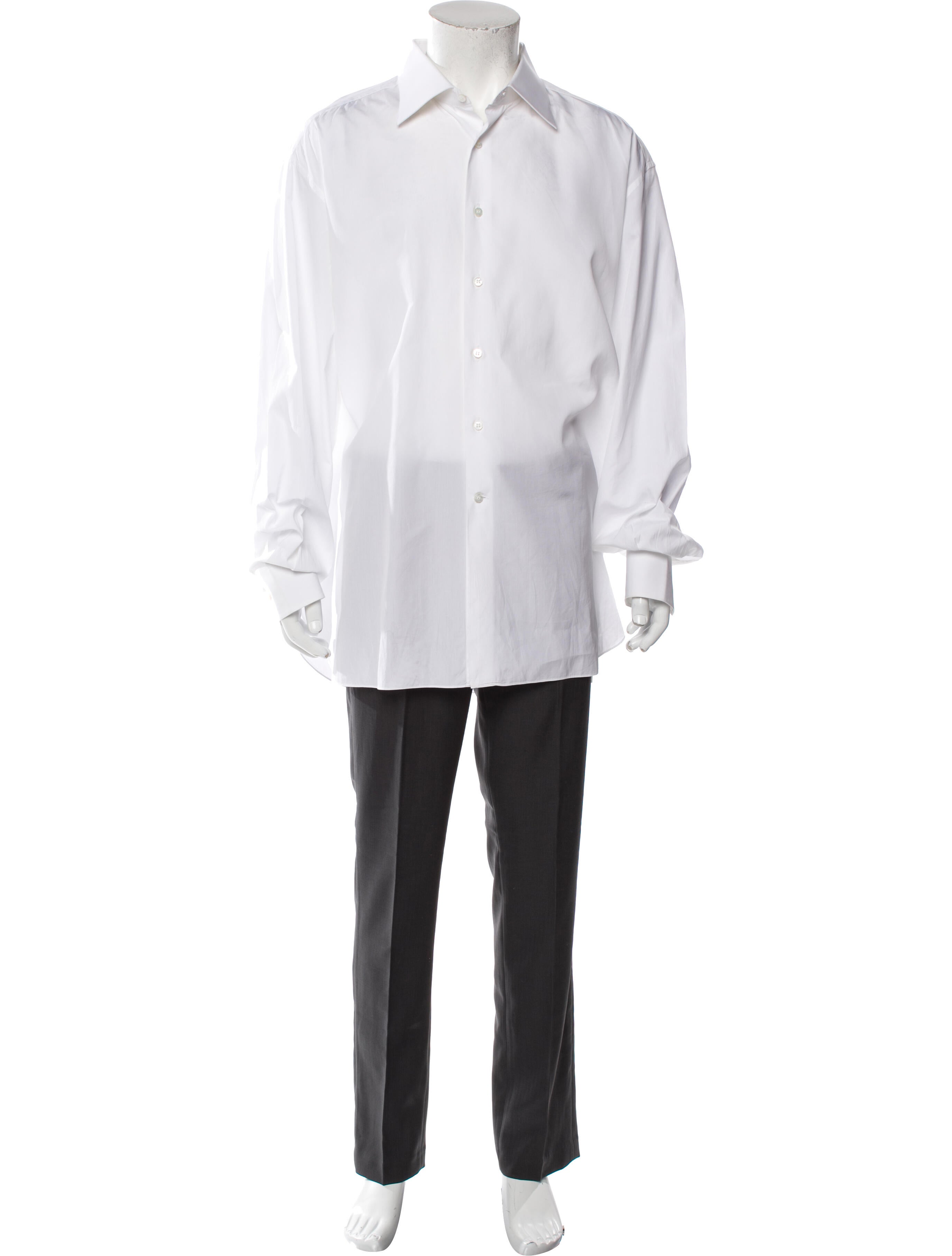 Stefano Ricci Long Sleeve Dress Shirt - White Dress Shirts, Clothing ...
