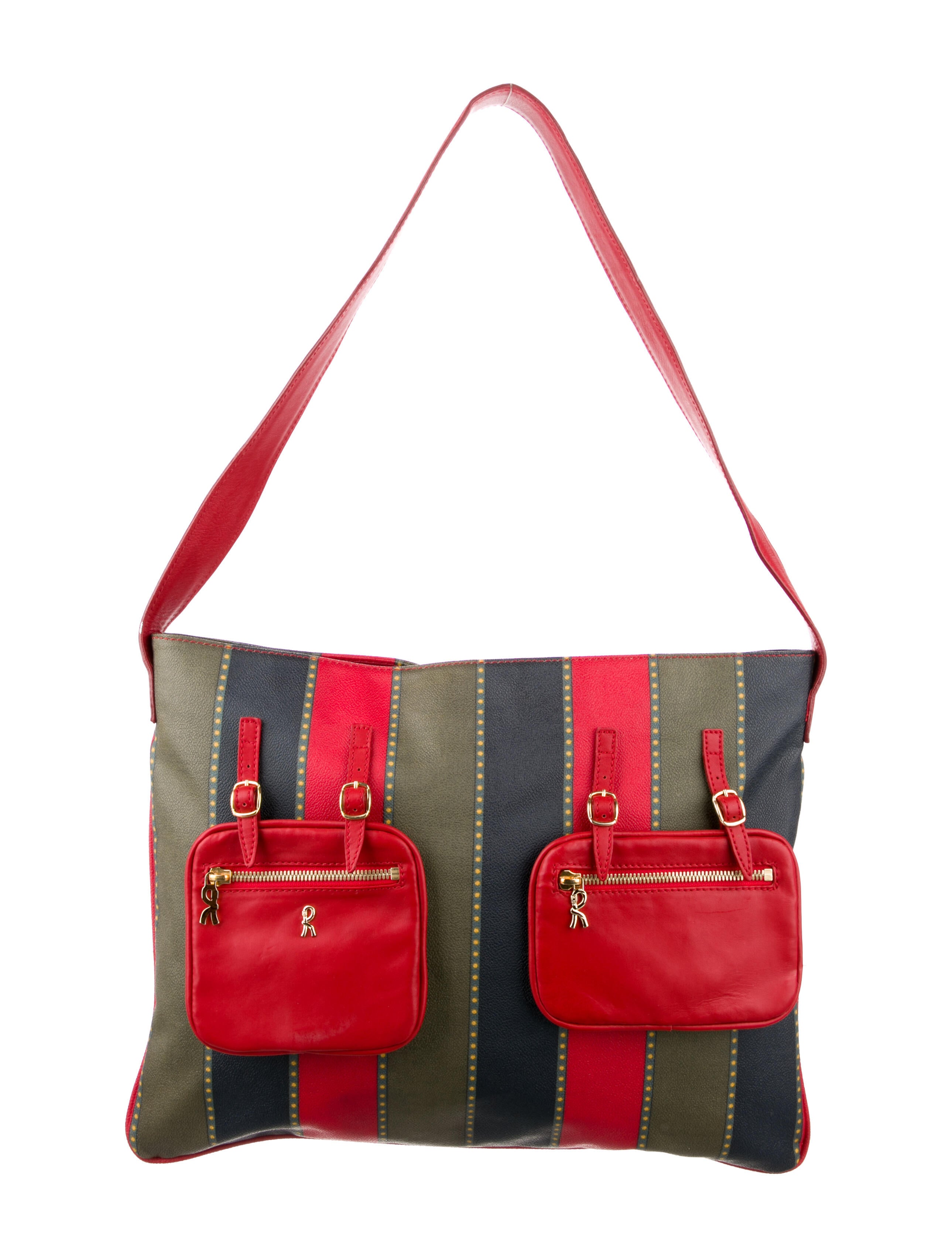 Roberta di Camerino Striped Leather Shoulder Bag - Red Shoulder Bags ...