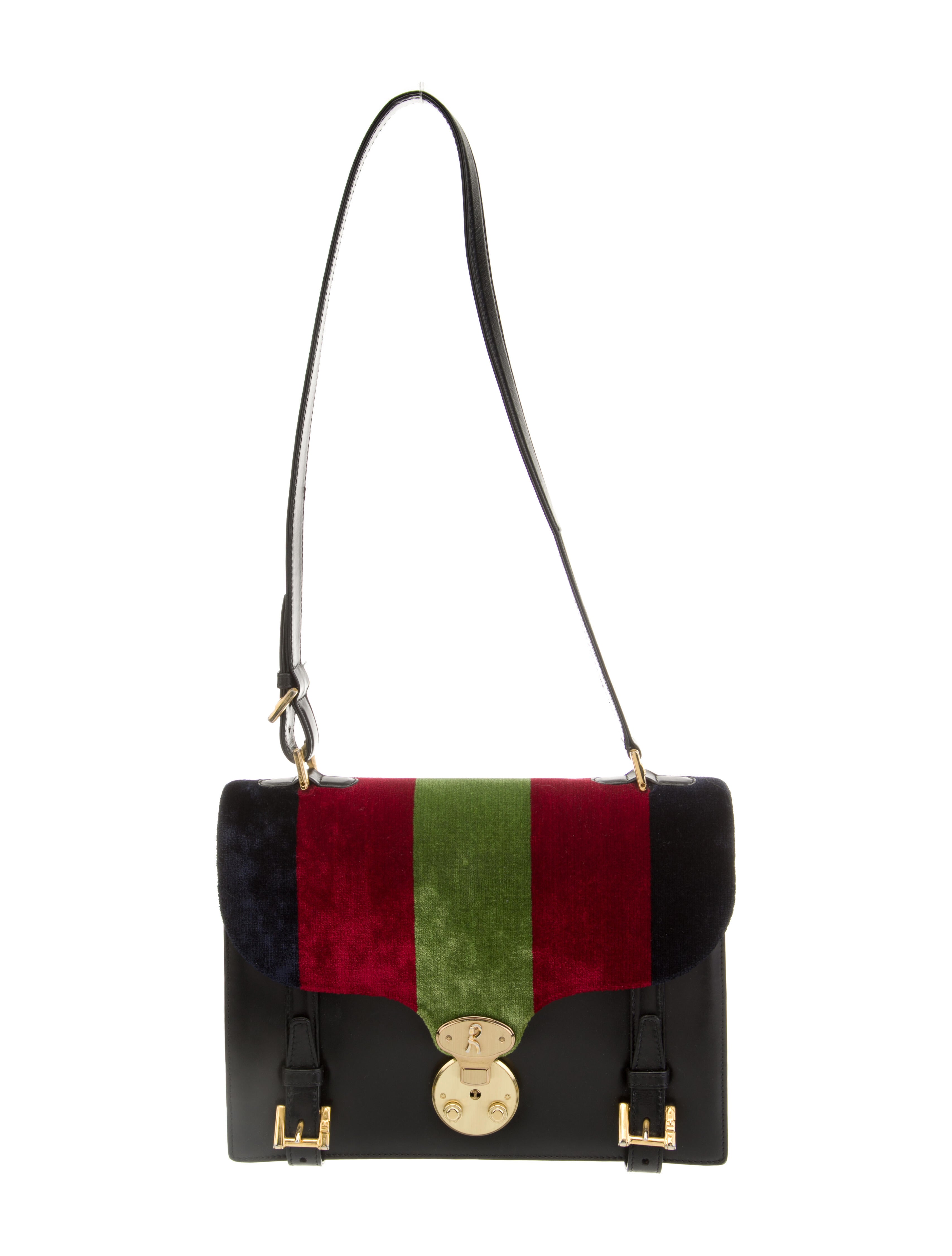 Roberta di Camerino Velvet Trimmed Leather Shoulder Bag - Black ...