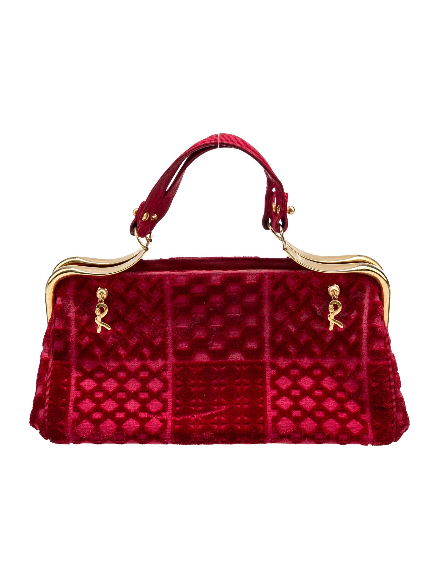 Roberta di Camerino Embellished Velvet Handle Bag - Red Handle Bags ...