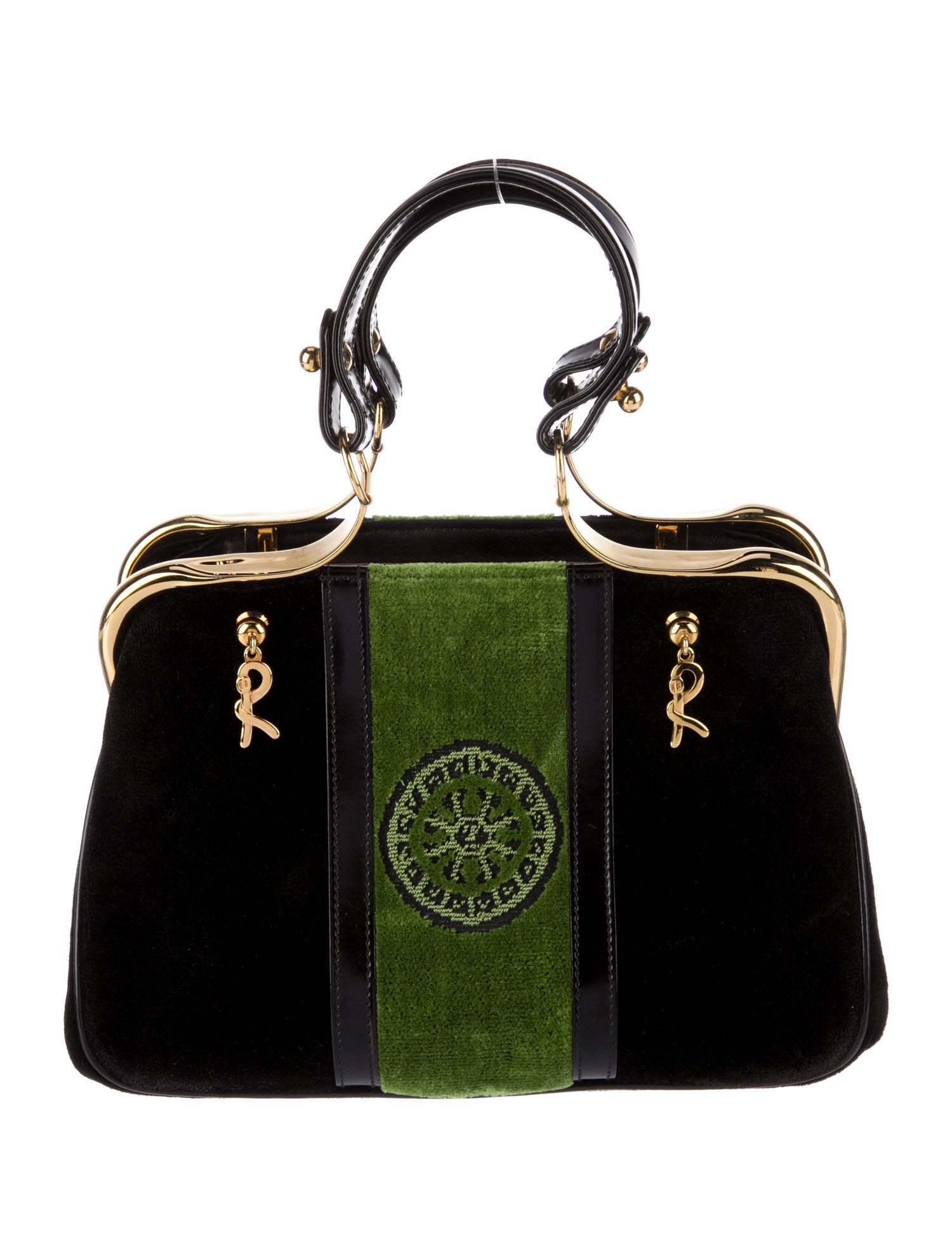 Roberta di Camerino Embellished Velvet Handle Bag - Black Handle Bags ...