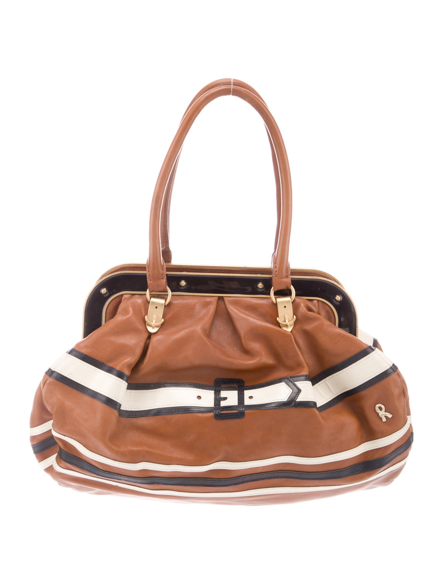 Roberta di Camerino Striped Leather Handle Bag - Brown Handle Bags ...