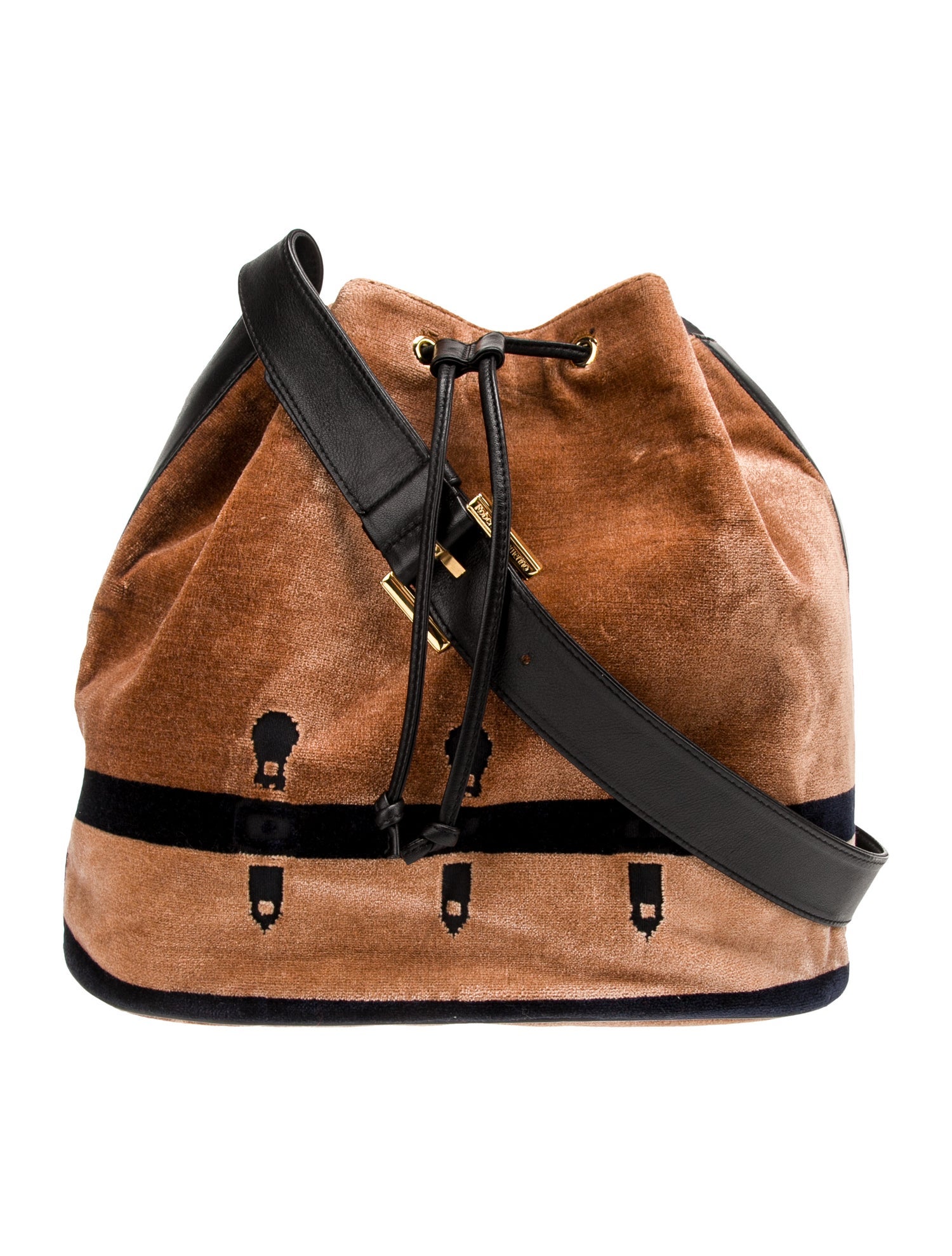 Roberta di Camerino Terry Cloth Bucket Bag - Brown Bucket Bags ...