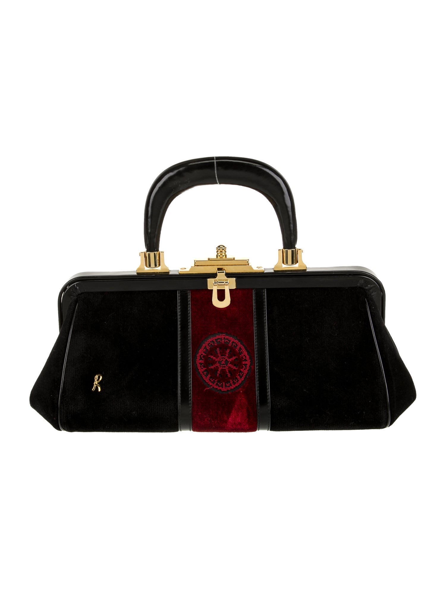 Roberta di Camerino Velvet Top Handle Bag - Black Handle Bags, Handbags ...