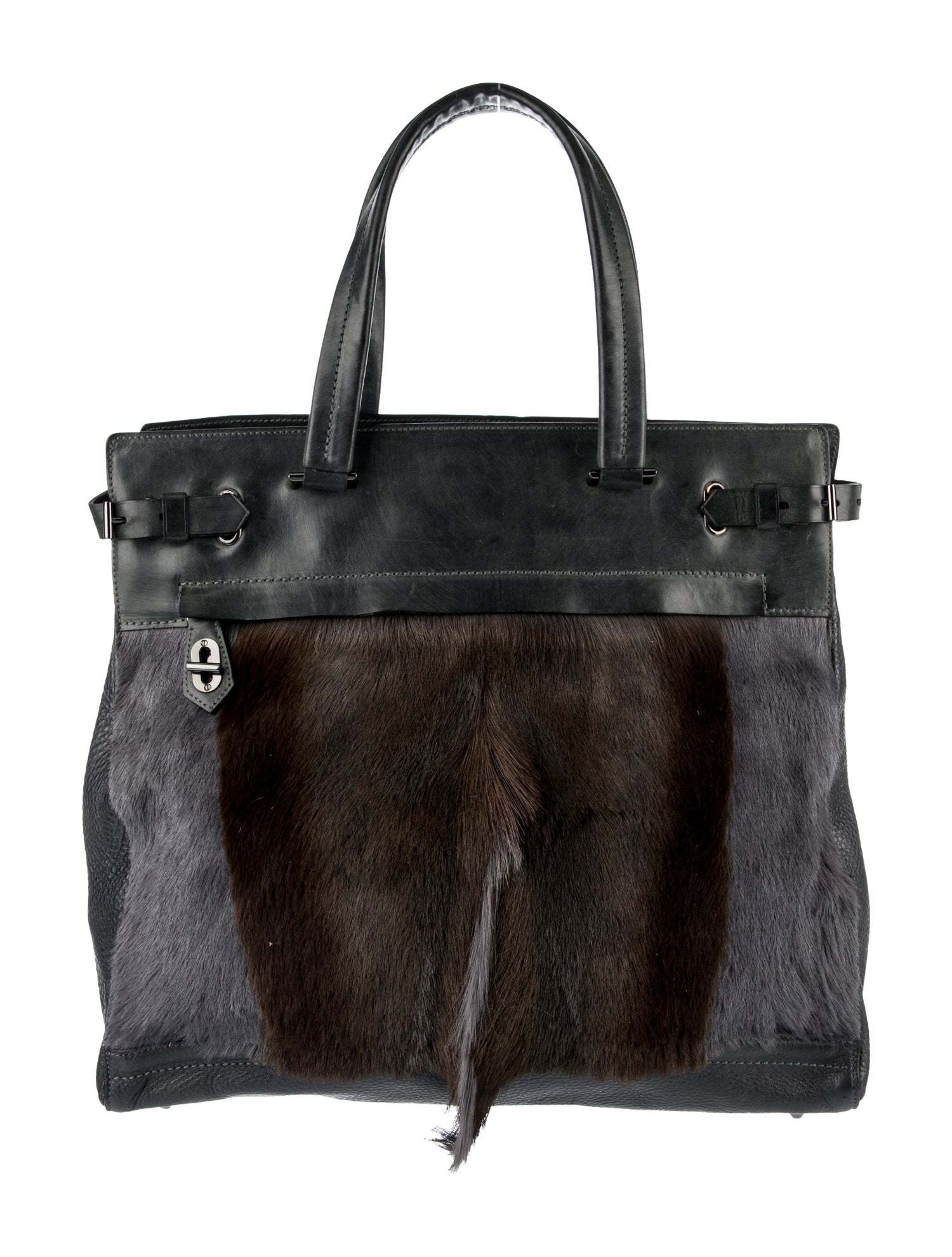 Reed Krakoff Leather-Trimmed Springbok Satchel - Grey Totes, Handbags ...