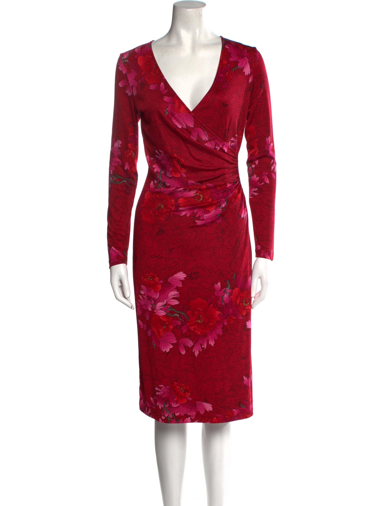 Rena Lange Silk Midi Length Dress - Red Dresses, Clothing - REL26499 ...