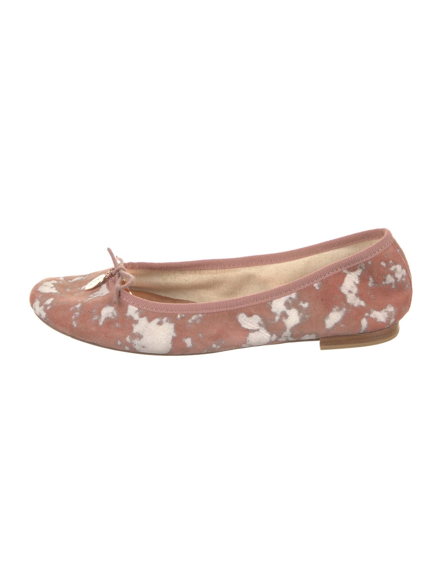 Repetto Suede Floral Print Ballet Flats - Pink Flats, Shoes - REP26750 ...