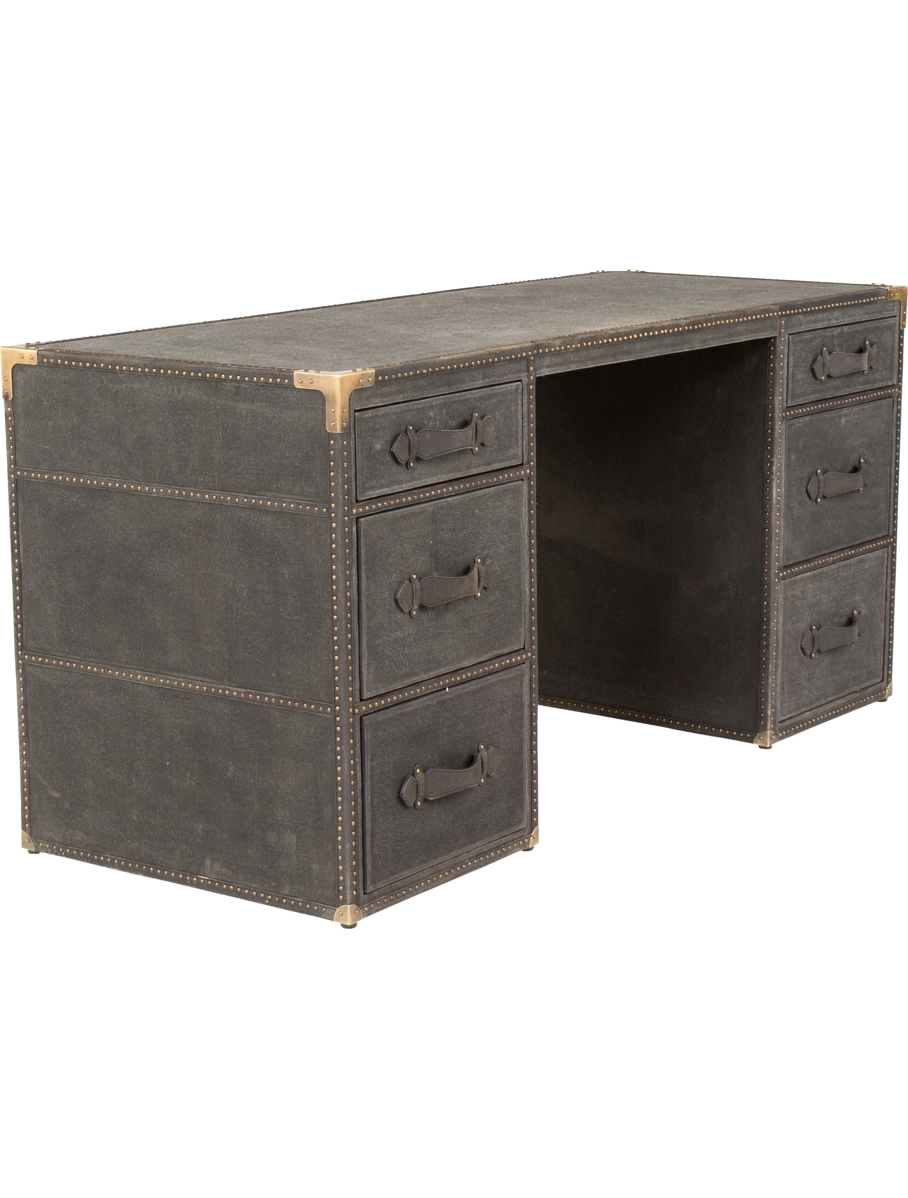 Restoration Hardware Eldon Steamer Trunk Desk - Black Office, Furniture ...