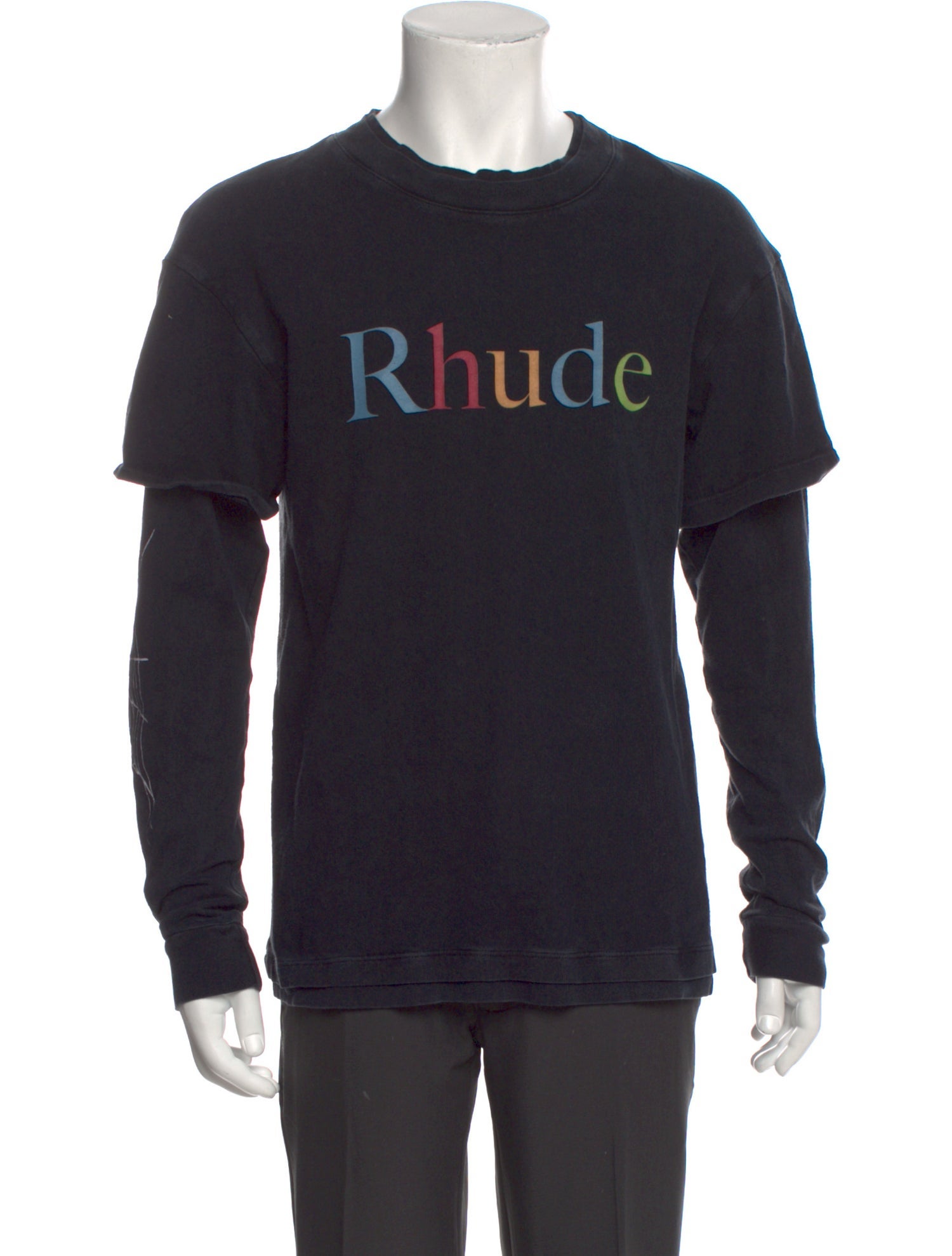 RHUDE Double Layered Graphic Print Henley - Black T-Shirts, Clothing ...