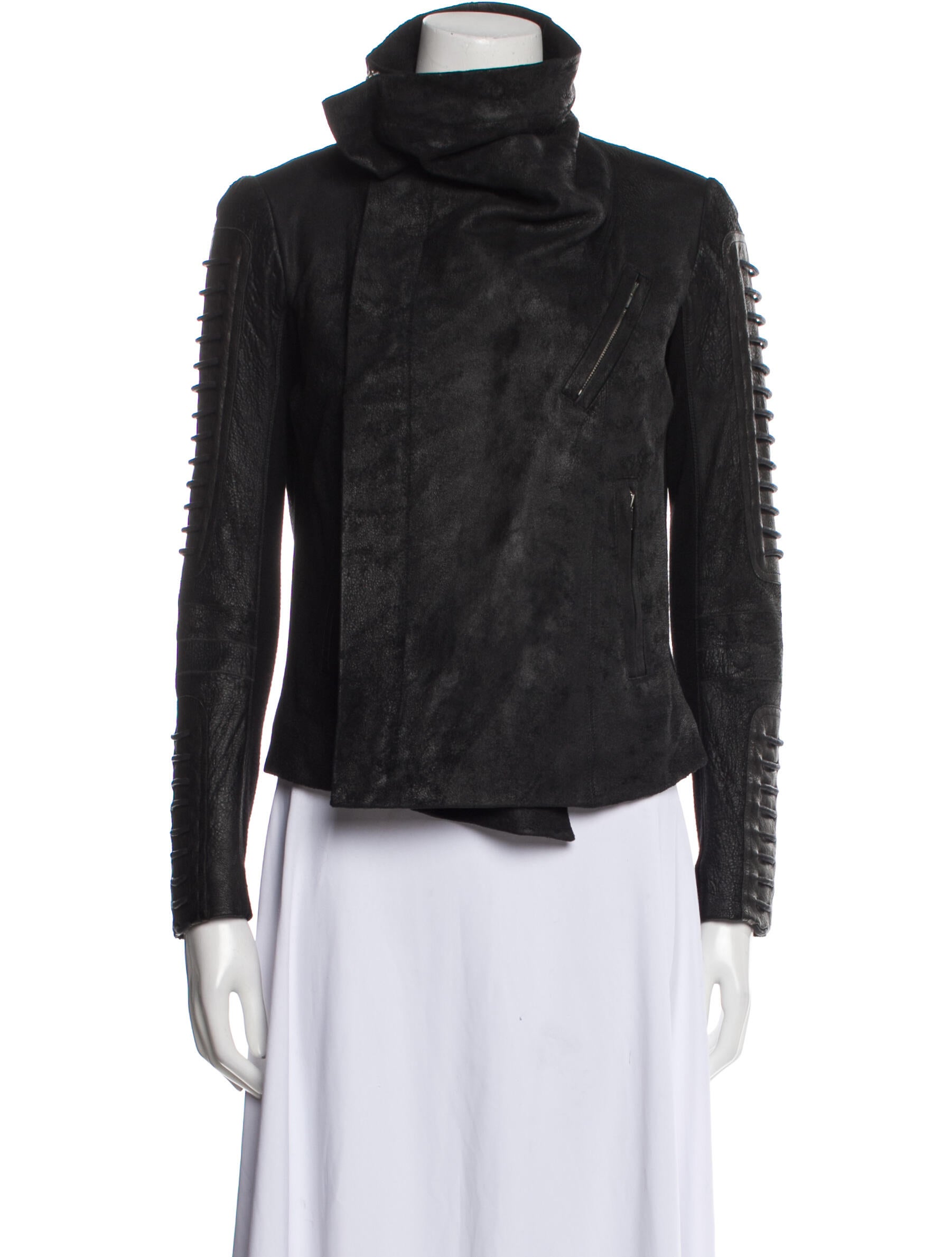 Rick Owens Lamb Leather Biker Jacket - Black Jackets, Clothing ...