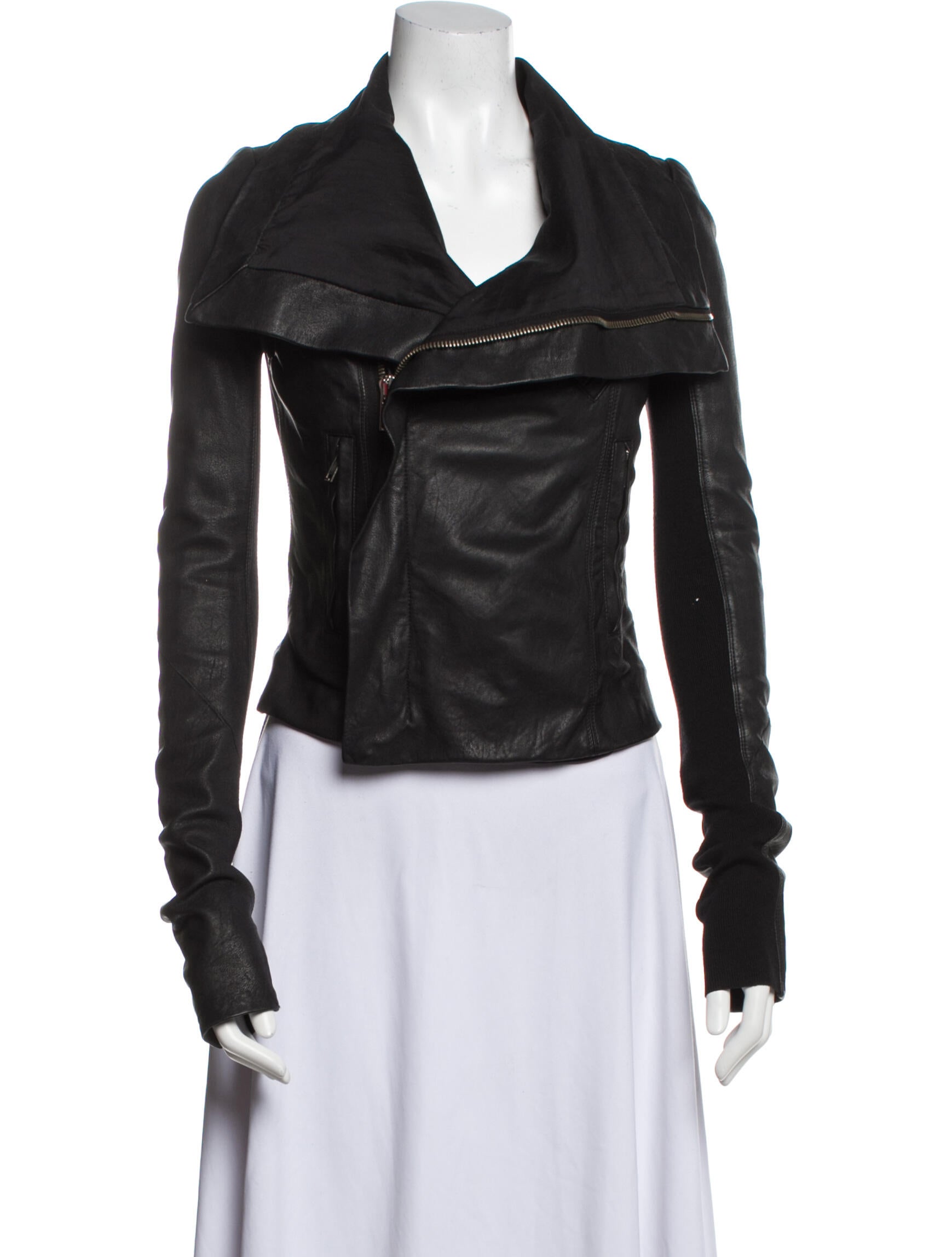 Rick Owens Lamb Leather Biker Jacket - Black Jackets, Clothing ...