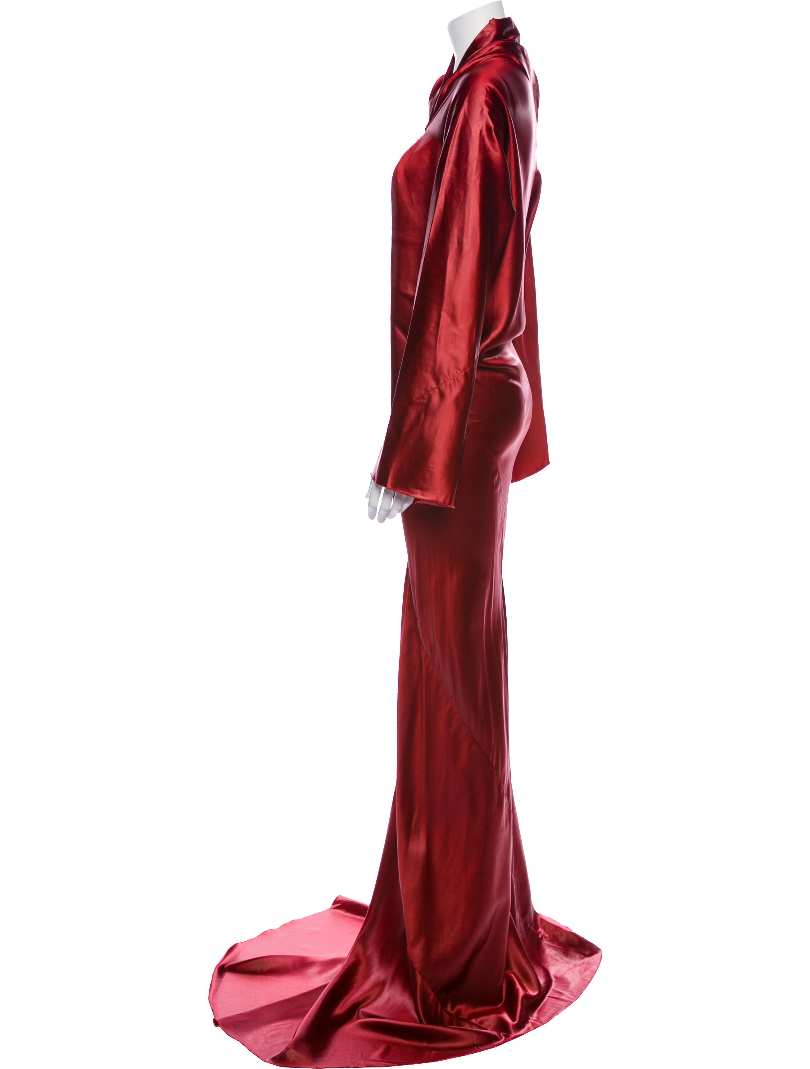 Rick Owens Cowl Neck Long Dress - Red Dresses, Clothing - RIC73794 ...