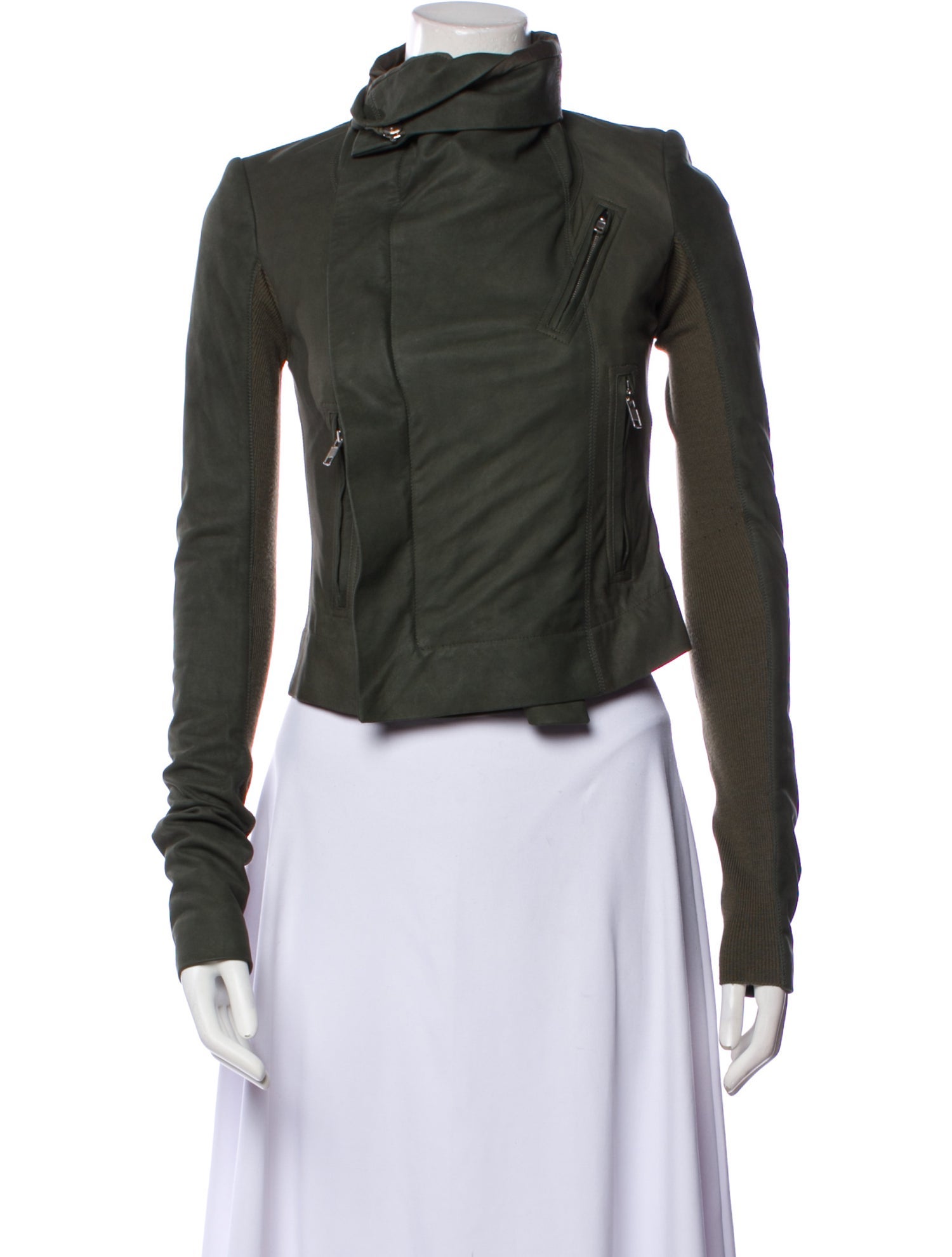 Rick Owens Leather Biker Jacket - Green Jackets, Clothing - RIC81963 ...