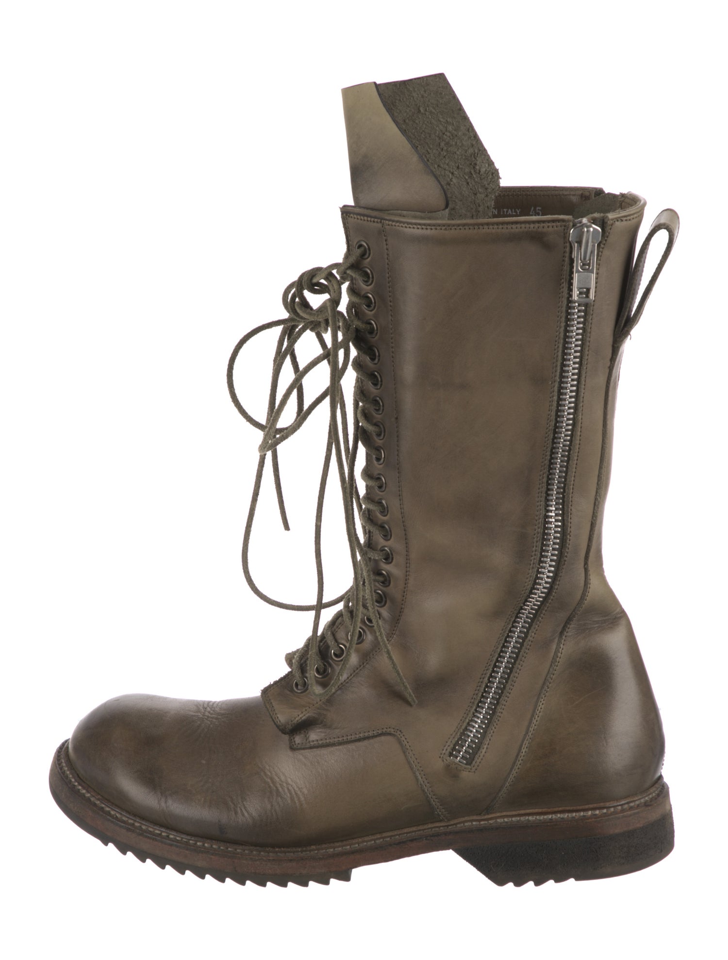 Rick Owens Leather Combat Boots - Grey Boots, Shoes - RIC93831 | The ...