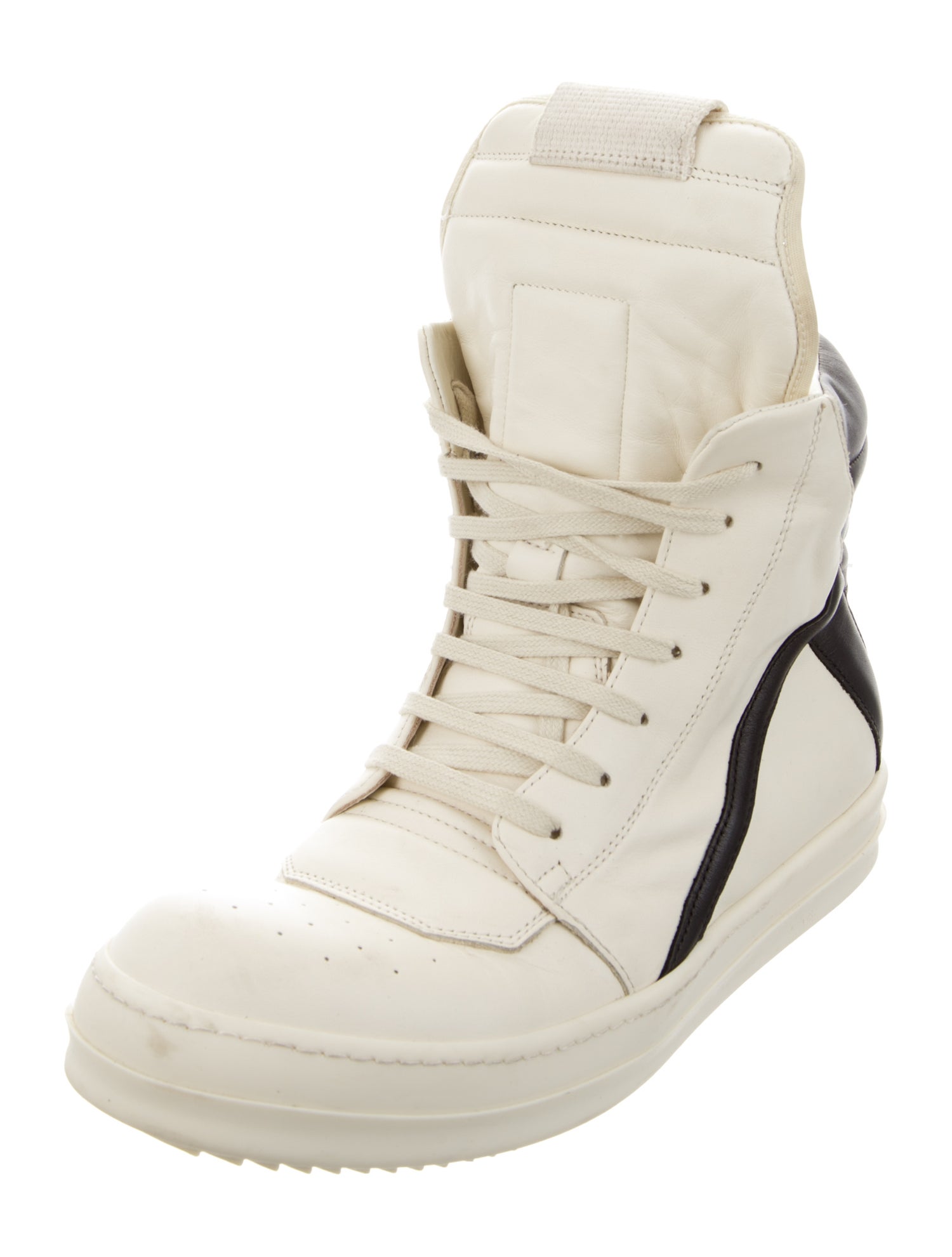 Rick Owens Leather Colorblock Pattern Sneakers - Neutrals Sneakers ...