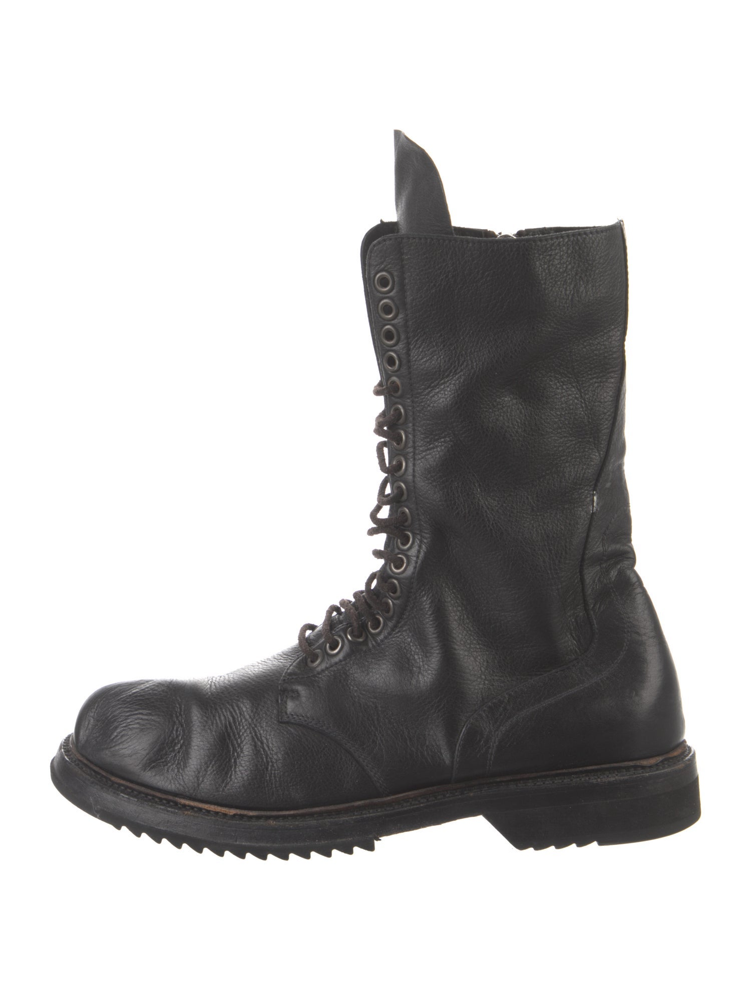 Rick Owens Leather Combat Boots - Black Boots, Shoes - RIC95450 | The ...
