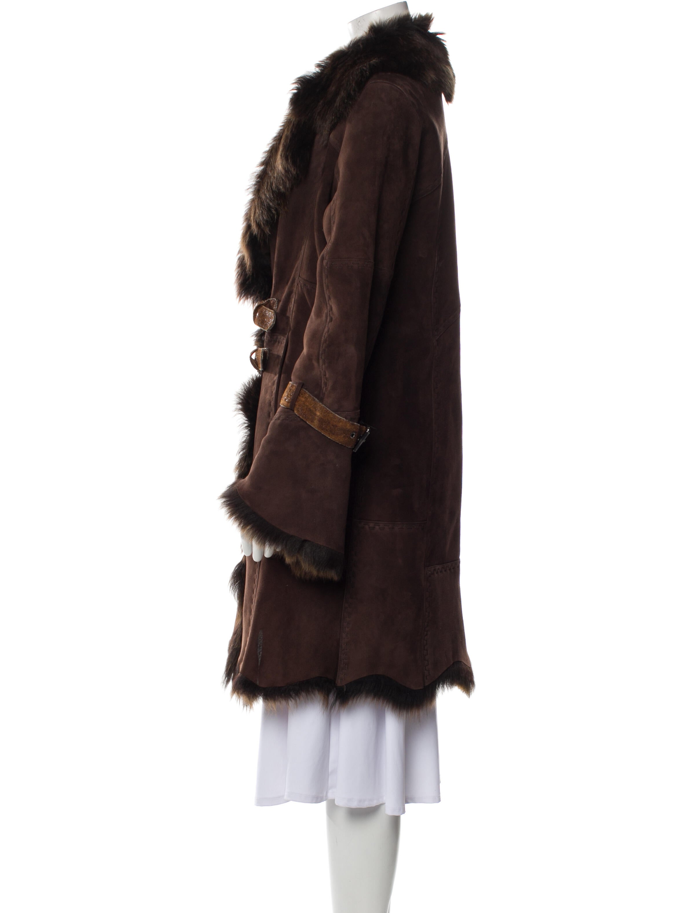 Rizal Shearling Fur Coat - Brown Coats, Clothing - RIZAL20268 | The ...
