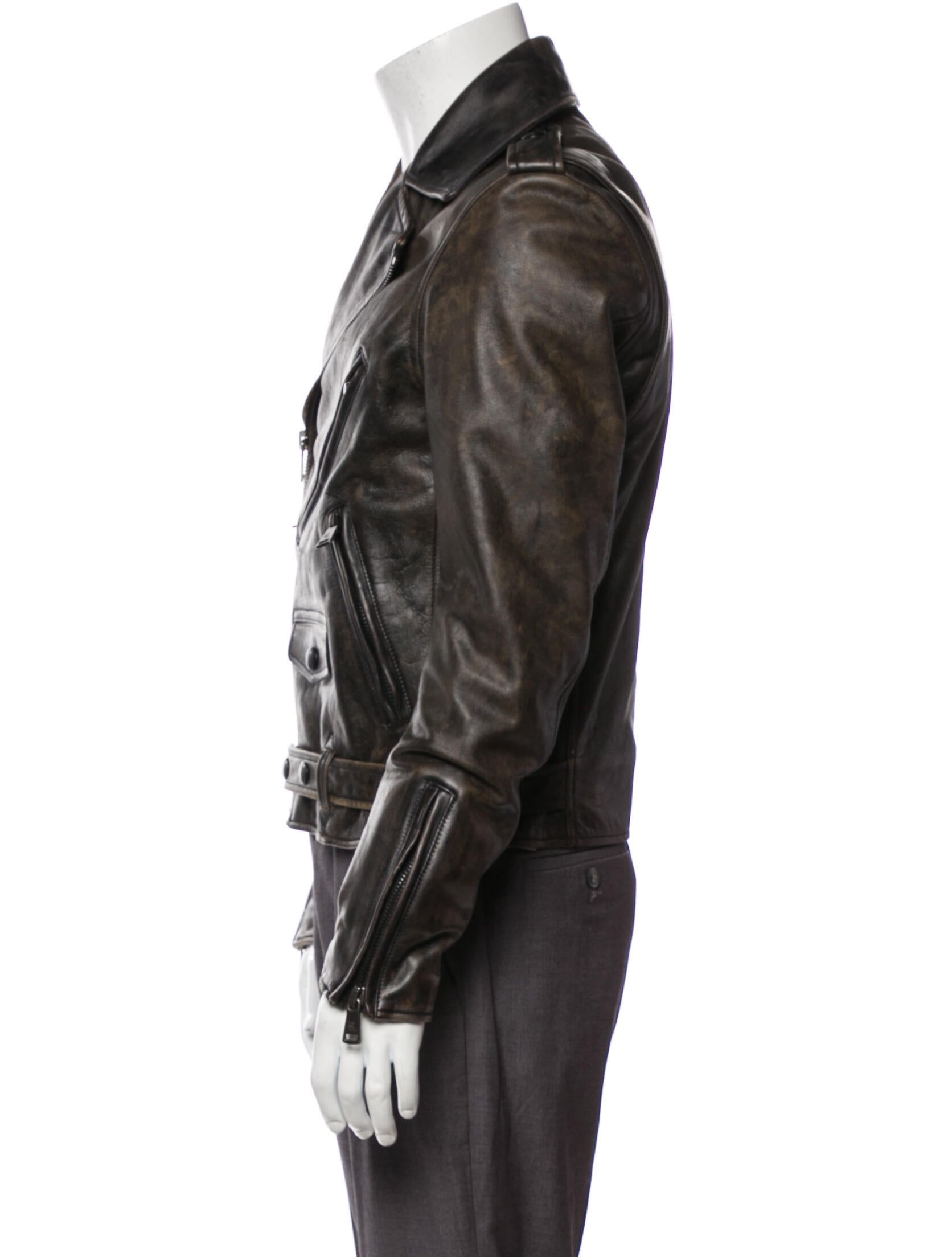 Ralph Lauren Purple Label Calf Leather Moto Jacket - Black Outerwear ...