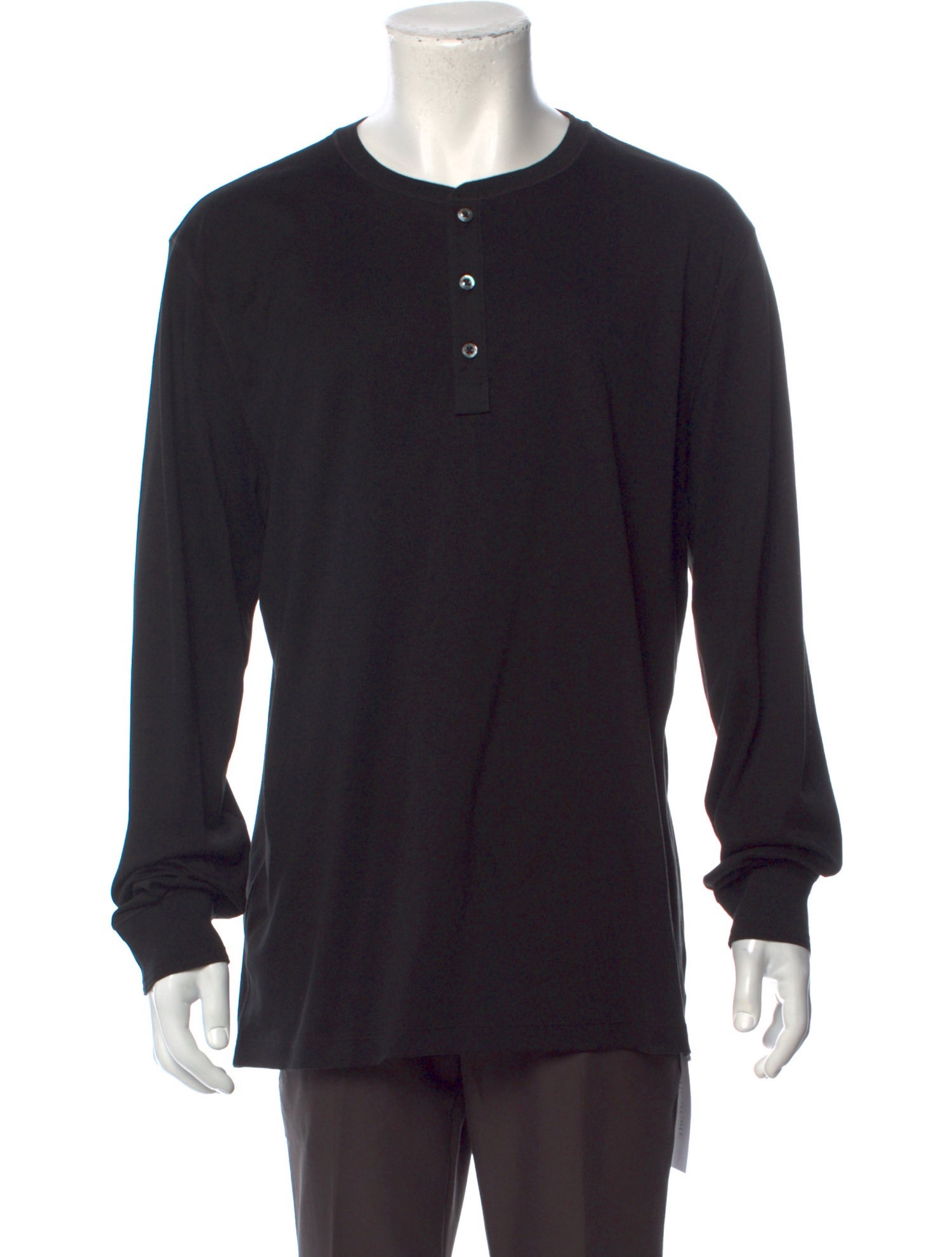 Ralph Lauren Purple Label Crew Neck Long Sleeve Henley - Black T-Shirts ...