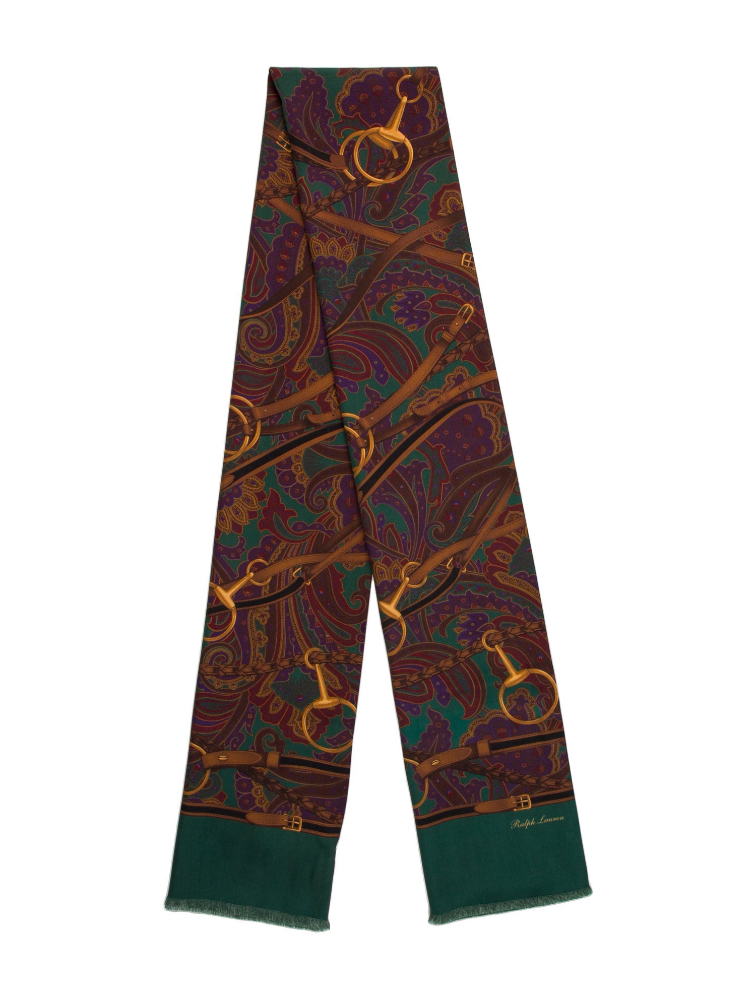 Ralph Lauren Purple Label Silk Paisley Print Scarf w/ Tags - Green ...
