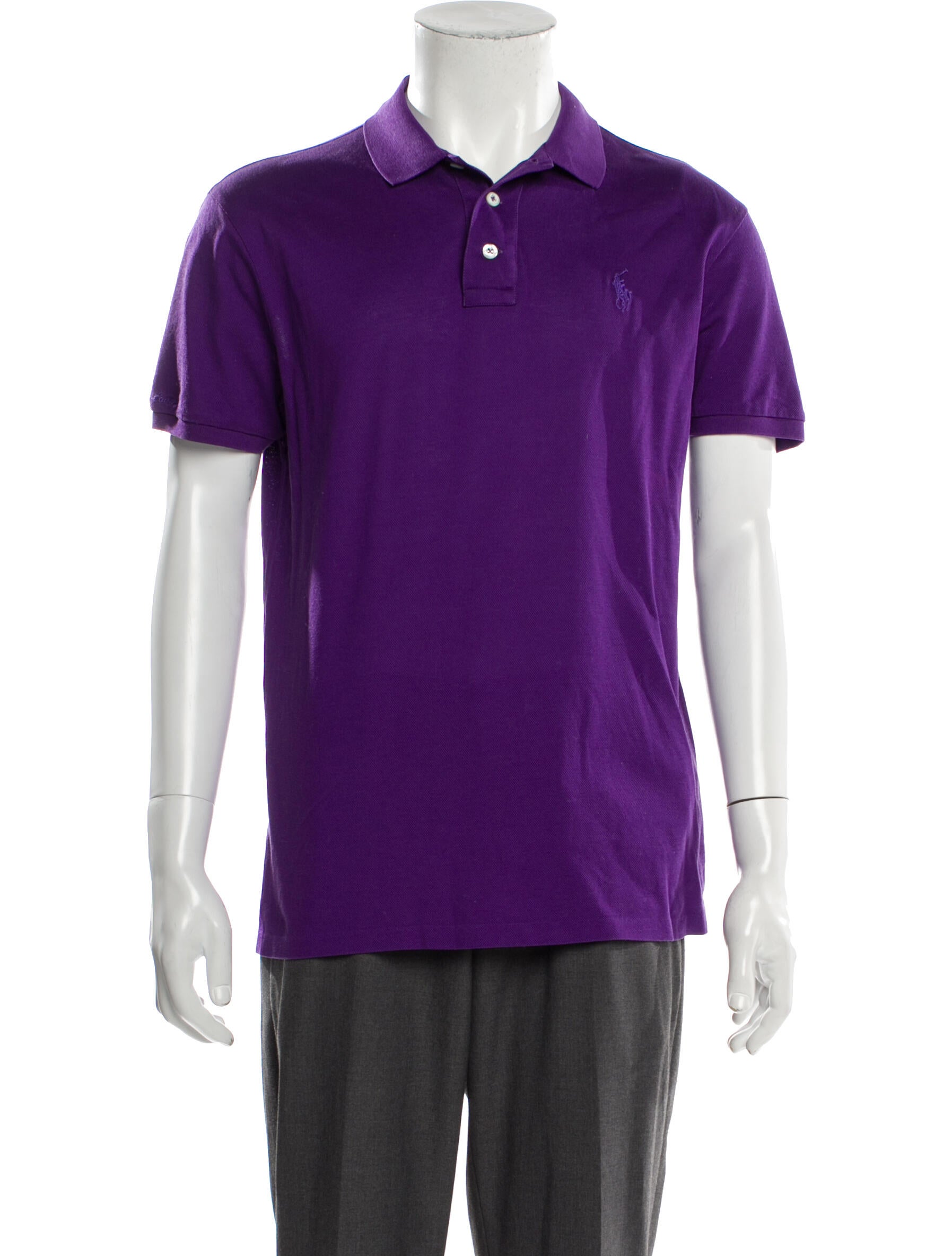 Ralph Lauren Purple Label Collar Short Sleeve Polo Shirt - Purple Polos ...