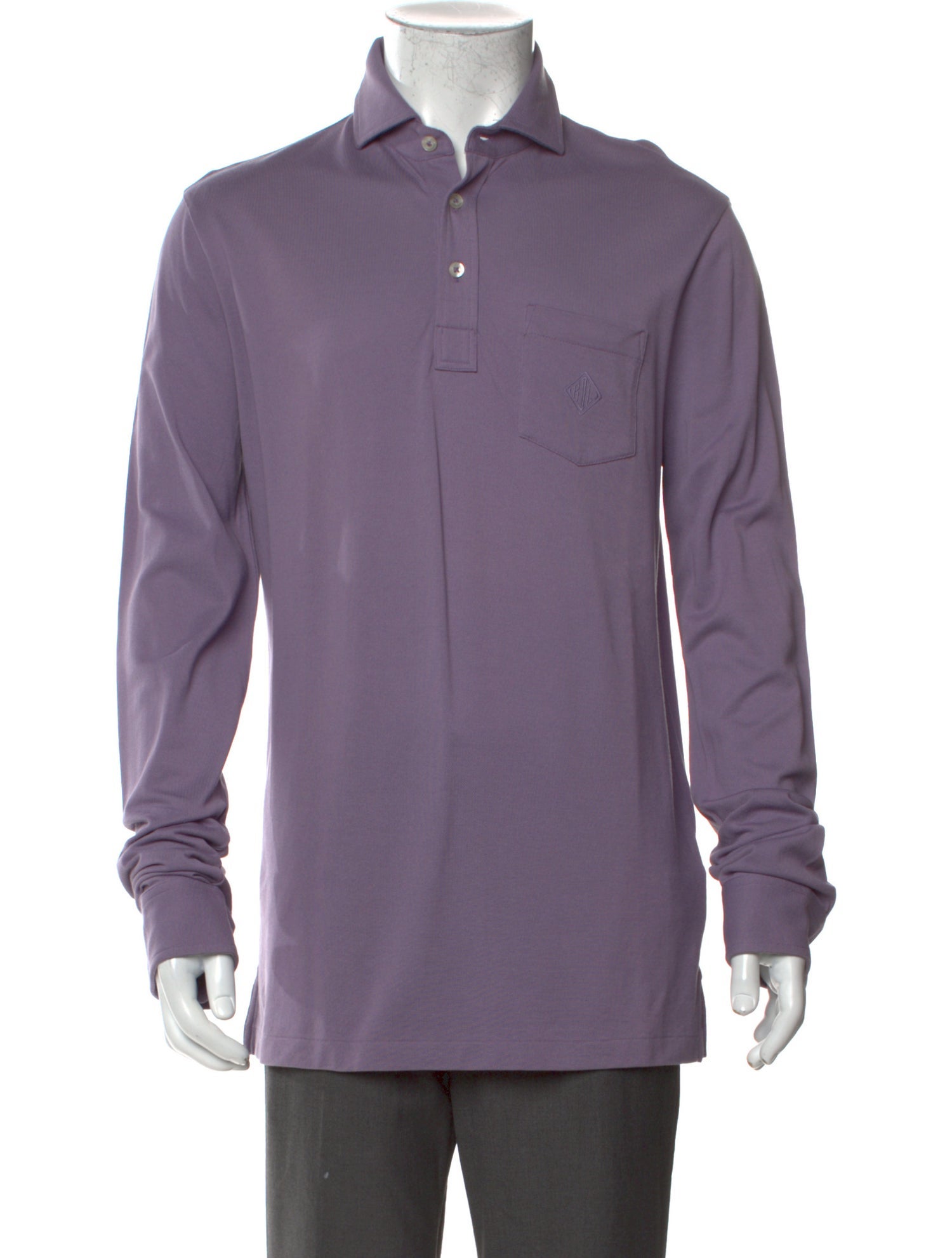 Ralph Lauren Purple Label Collar Long Sleeve Polo Shirt - Neutrals ...