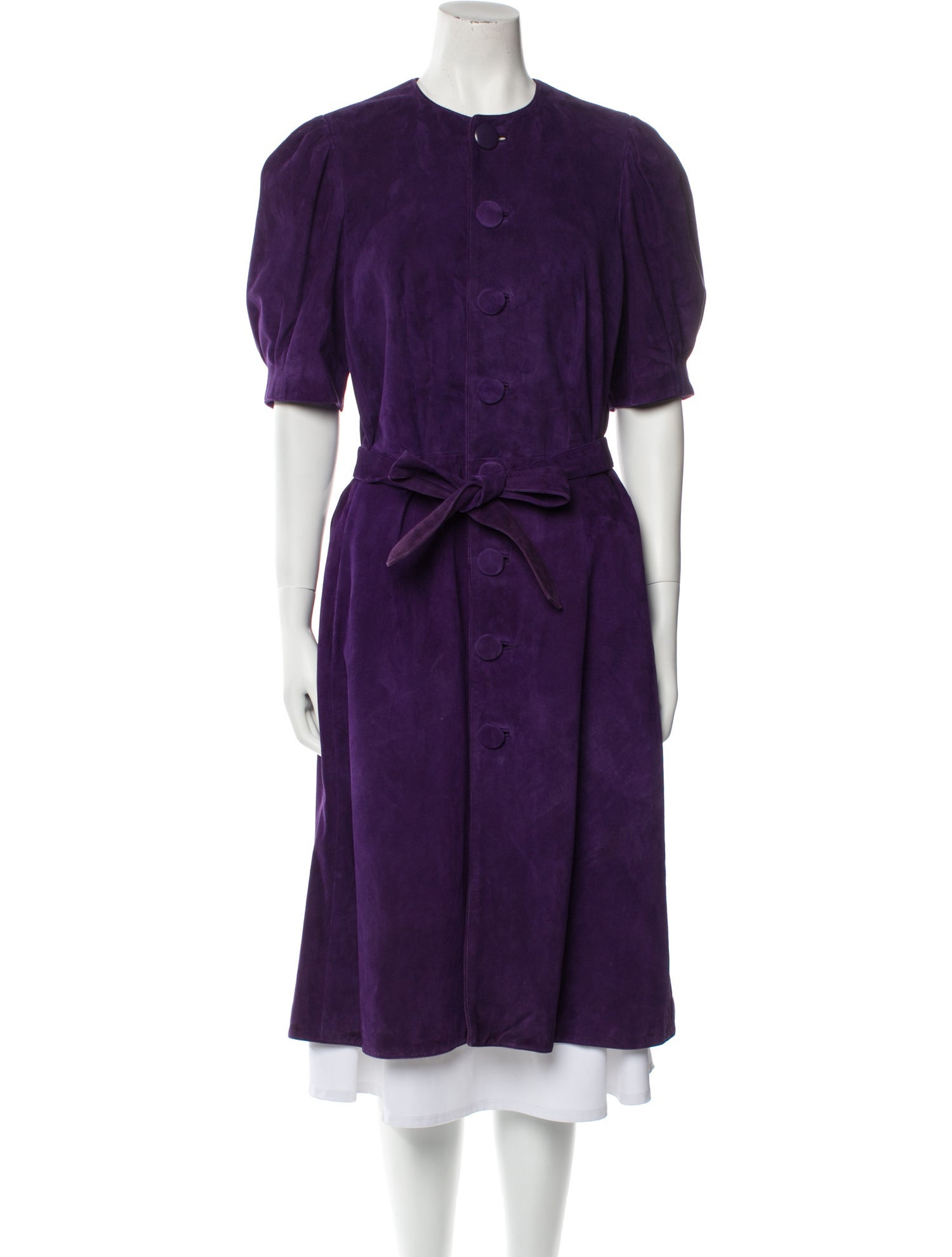 Ralph Lauren Collection Goat Leather Midi Length Dress - Purple Dresses ...