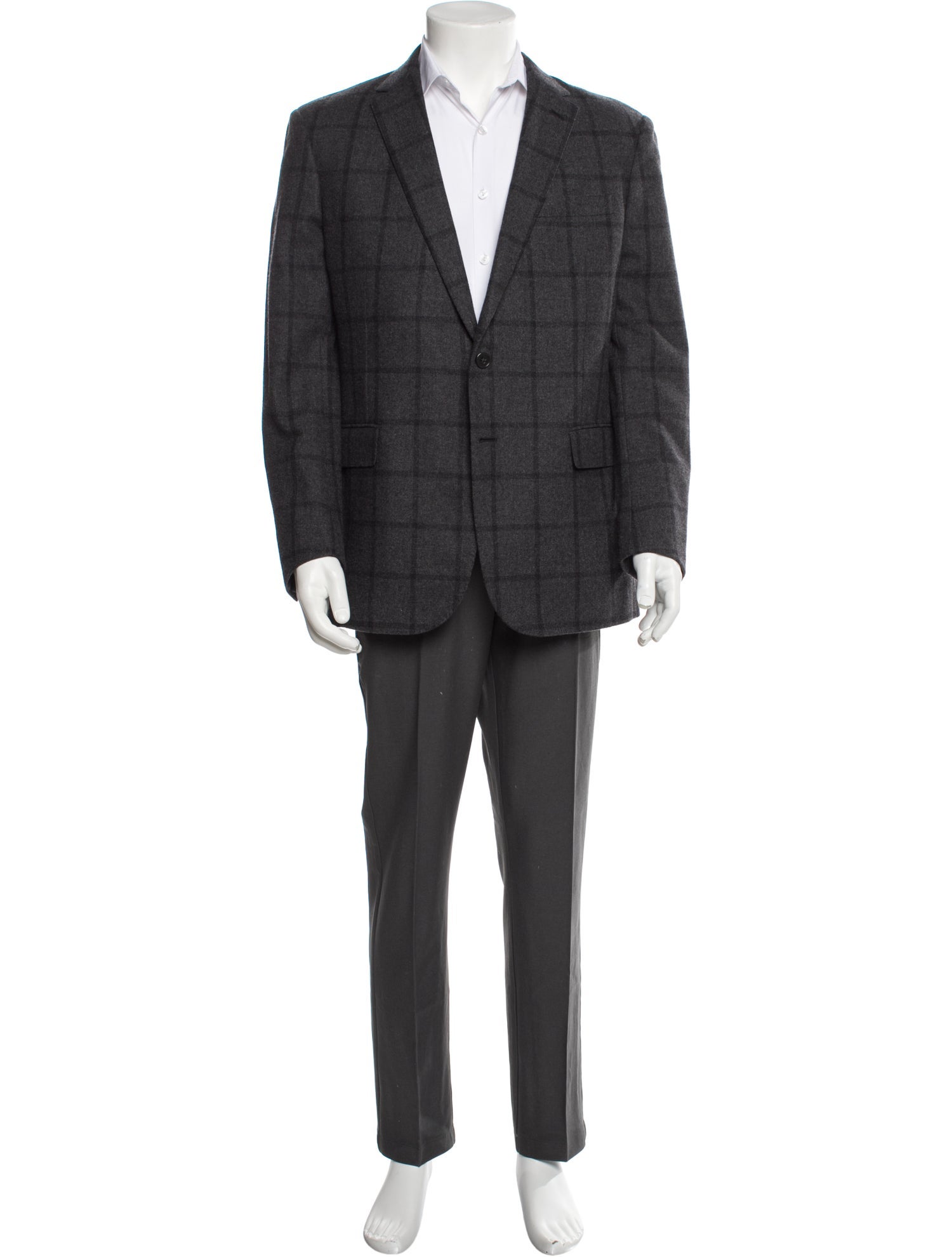 Ralph Lauren Purple Label Wool Plaid Print Blazer - Grey Suiting ...