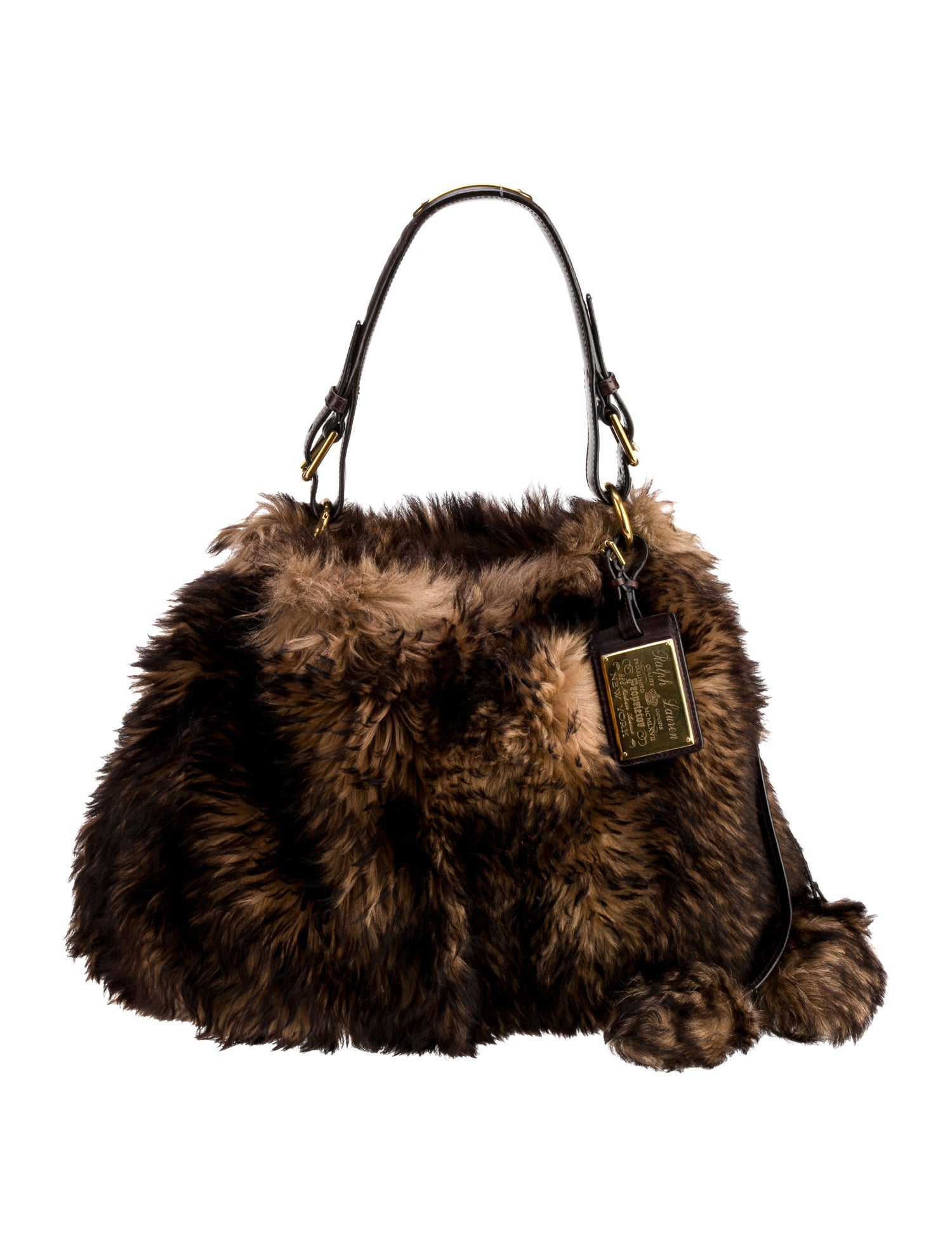Ralph Lauren Purple Label Faux Fur Shoulder Bag - Brown Hobos, Handbags ...