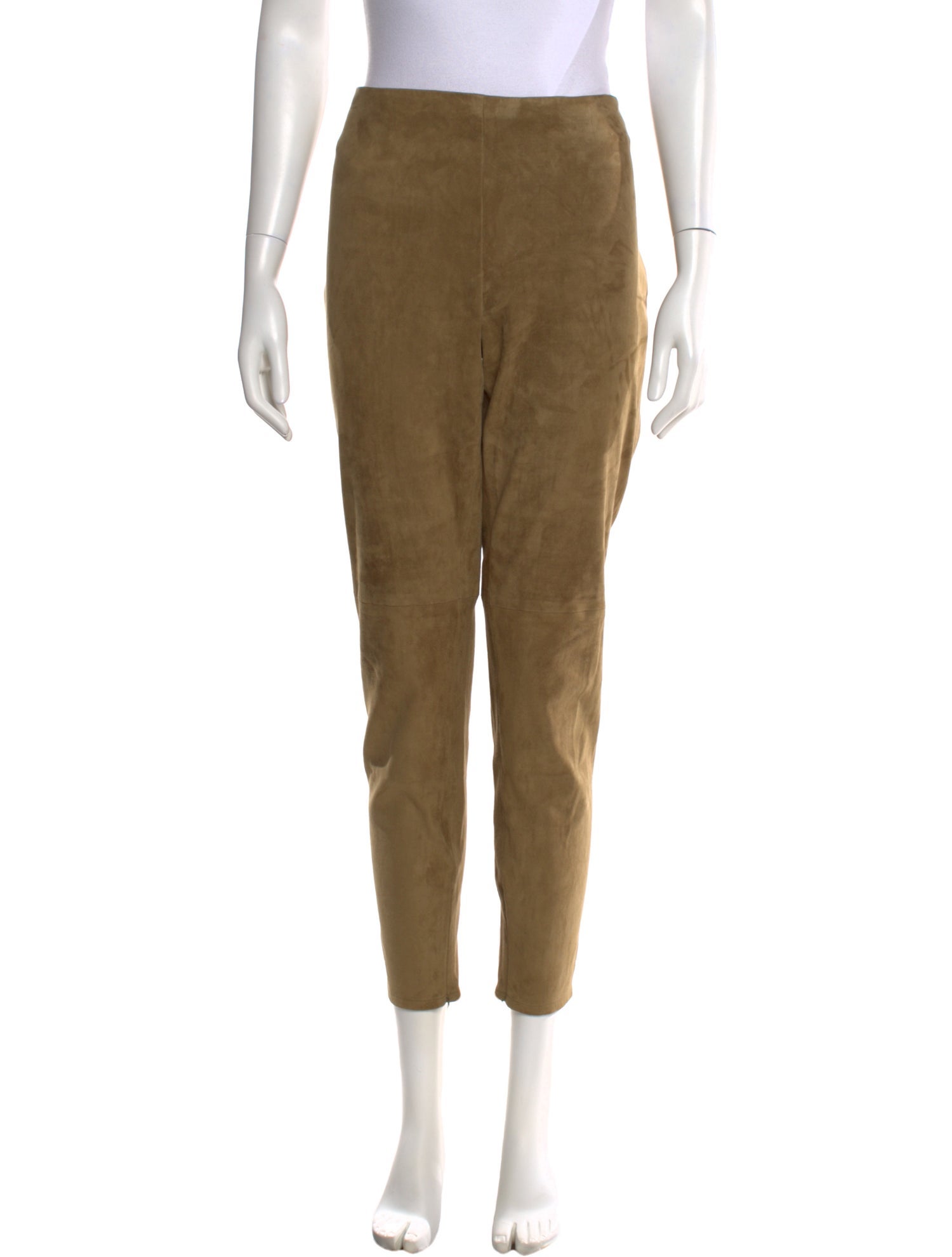 Ralph Lauren Purple Label Suede Skinny Leg Pants - 9.75" Rise, Brown ...